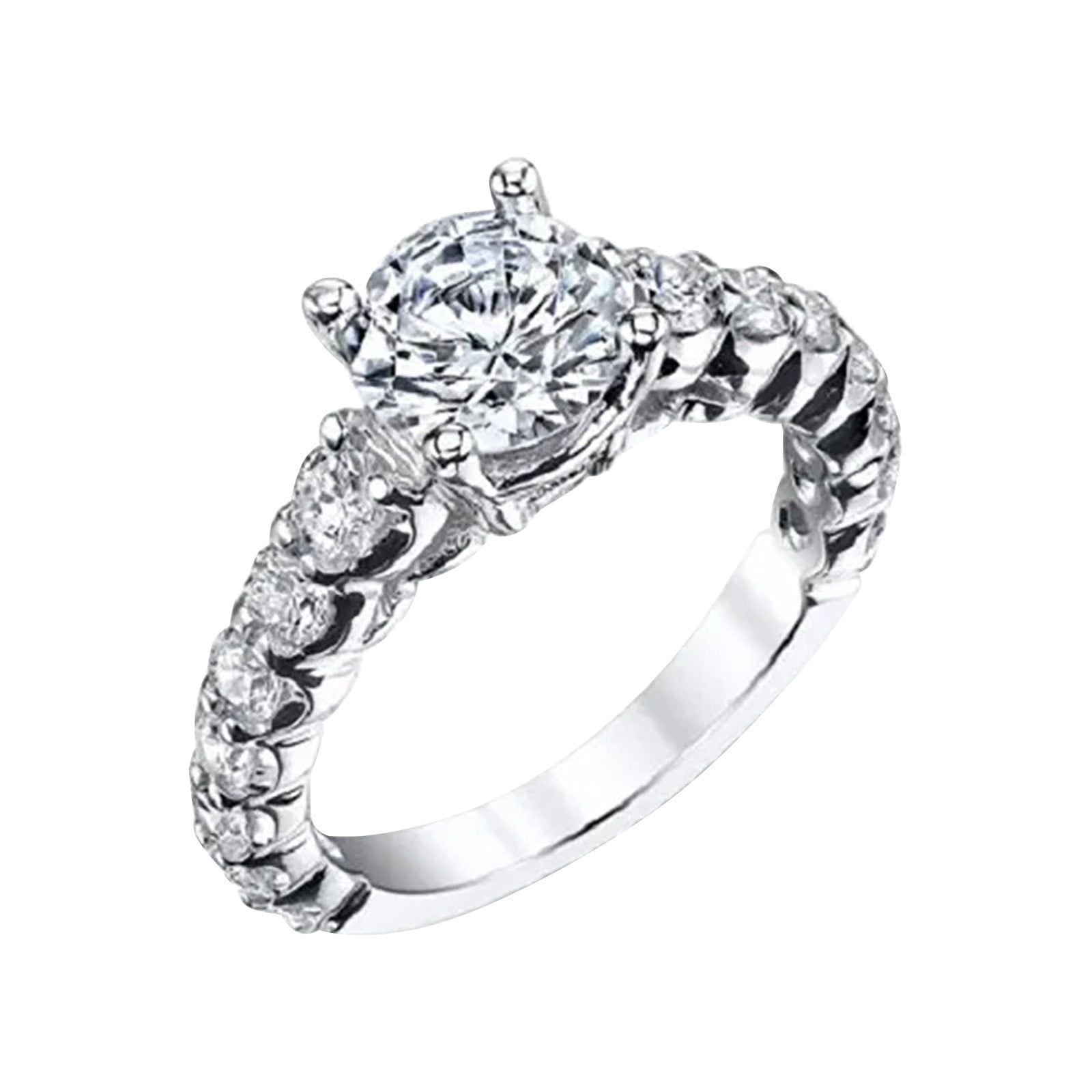CILENON Rings for Women Sterling Silver Water Drop Shaped Full Diamond ...