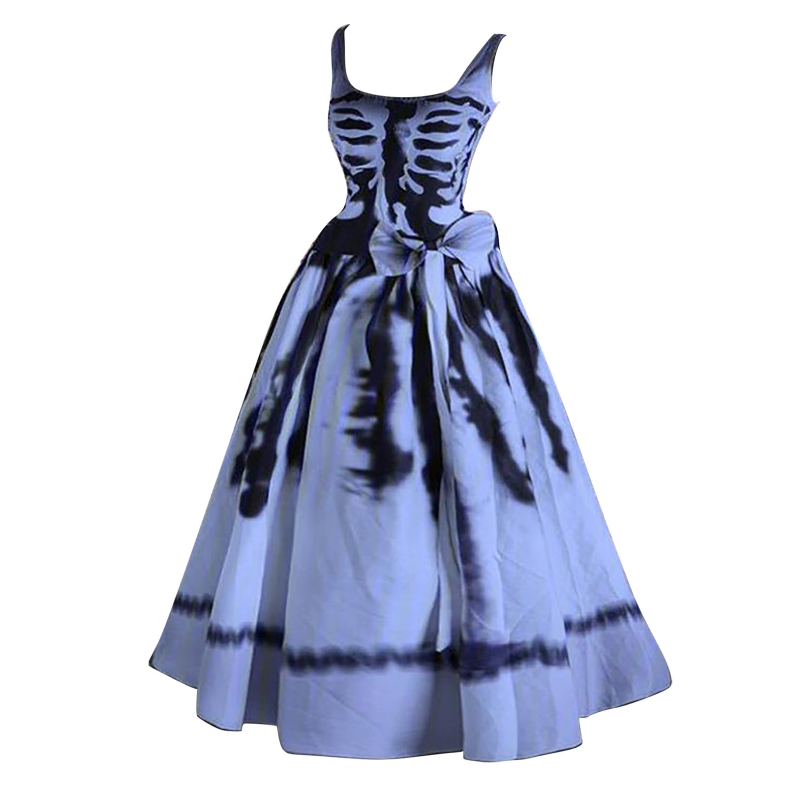 CILENON Skeleton Ghost Patterned Dress Halloween Sleeveless Dress Women ...