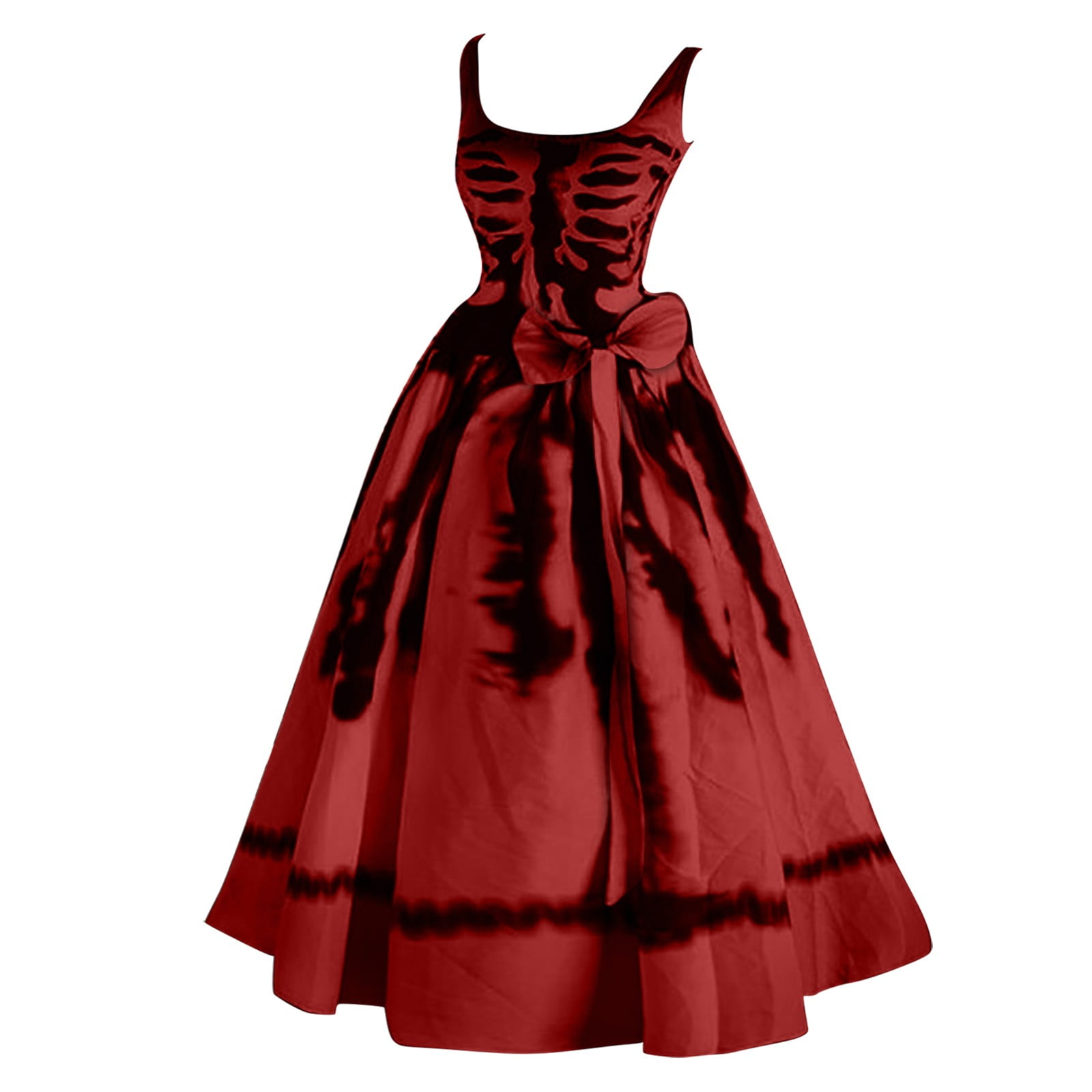 CILENON Skeleton Ghost Patterned Dress Halloween Sleeveless Dress Women ...