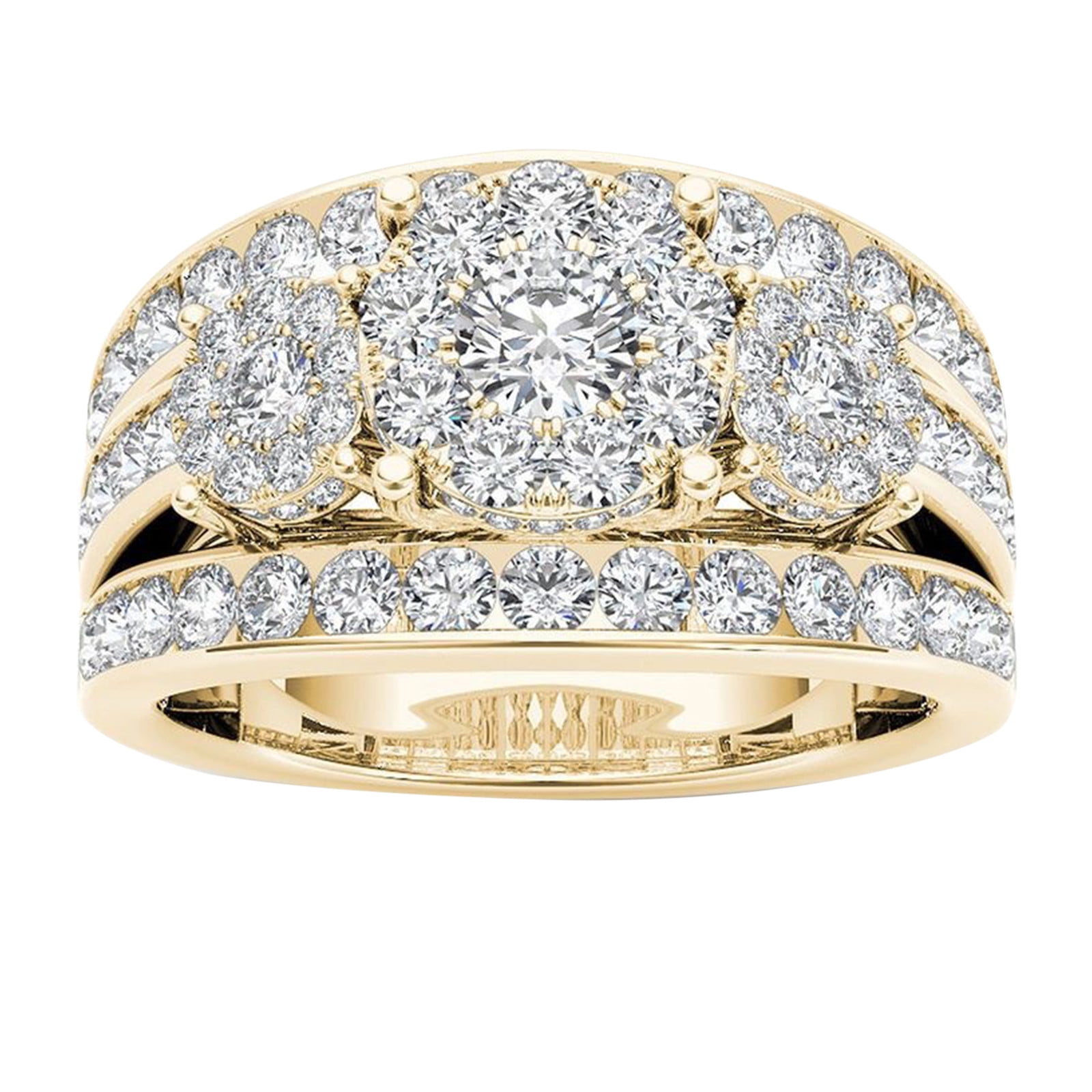 CILENON Stackable Rings for Women Couple Rings Gold-Plated Inlaid ...