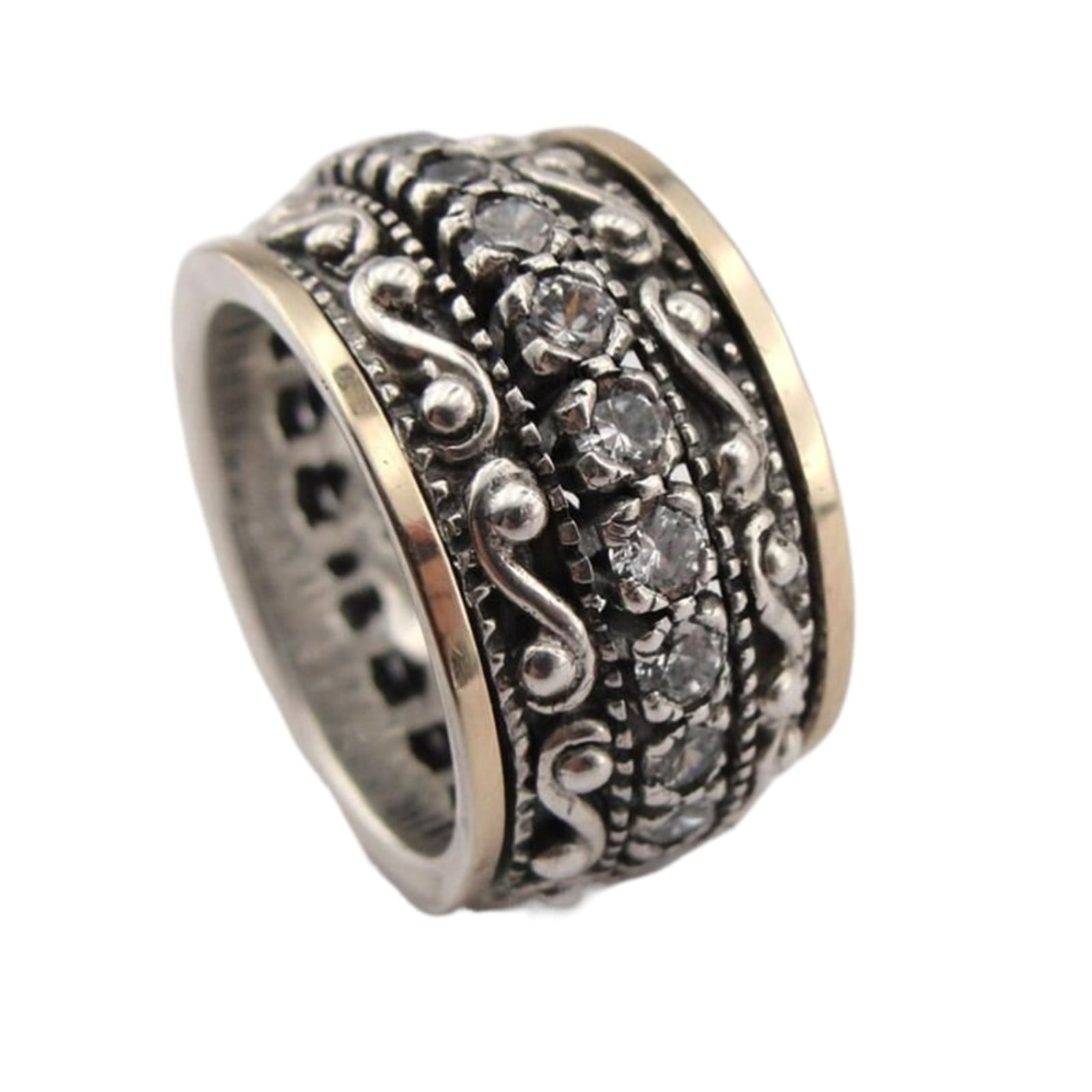 CILENON Sterling Silver Rings Vintage Ethnic Carved Gemstone Ring ...