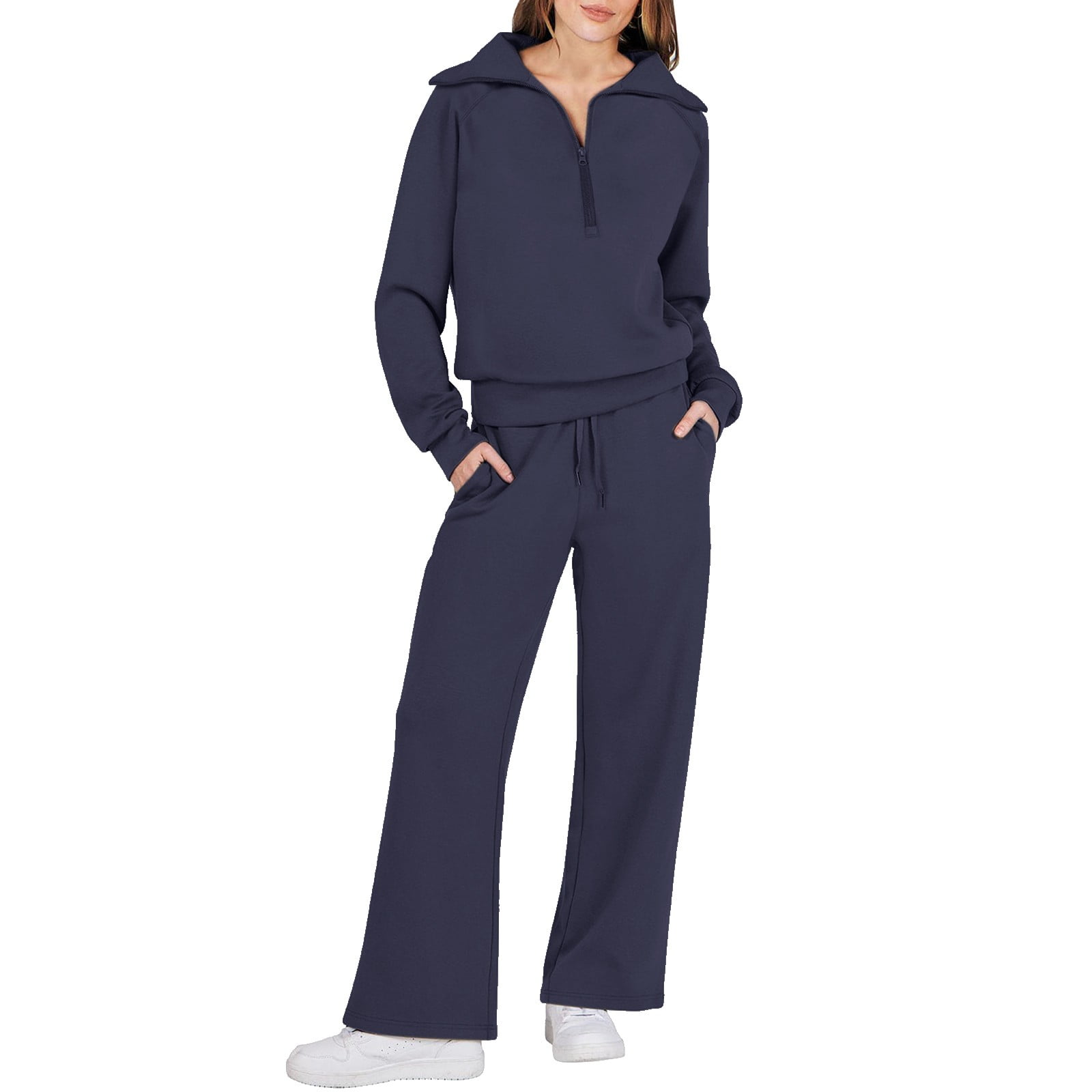 CILENON Sweat Suit Women Two Piece Outfits Sweatsuit Set Quarter Zip ...