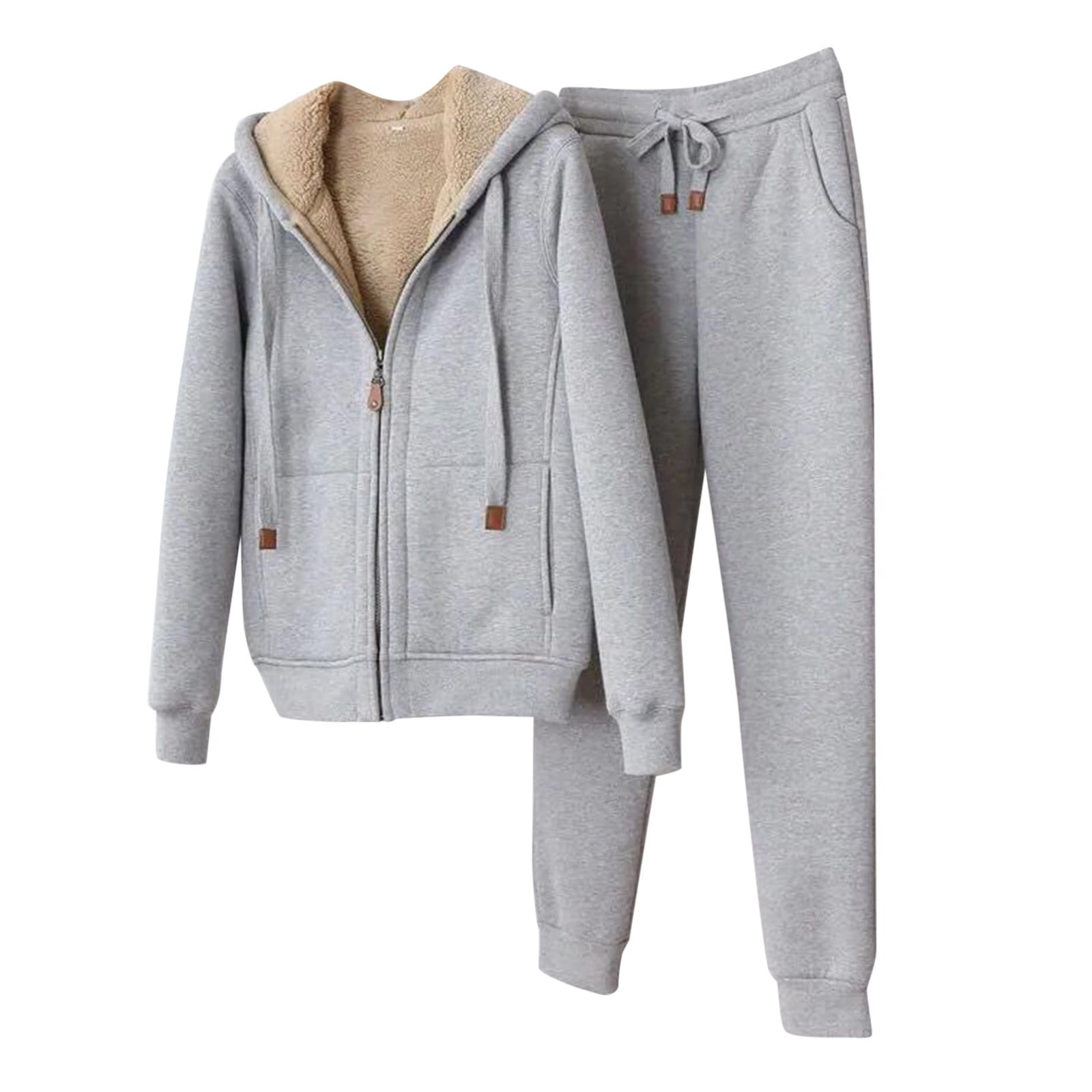 CILENON Sweat Suits for Womens 2 Piece Casual Hoodies Warm Plush Solid ...