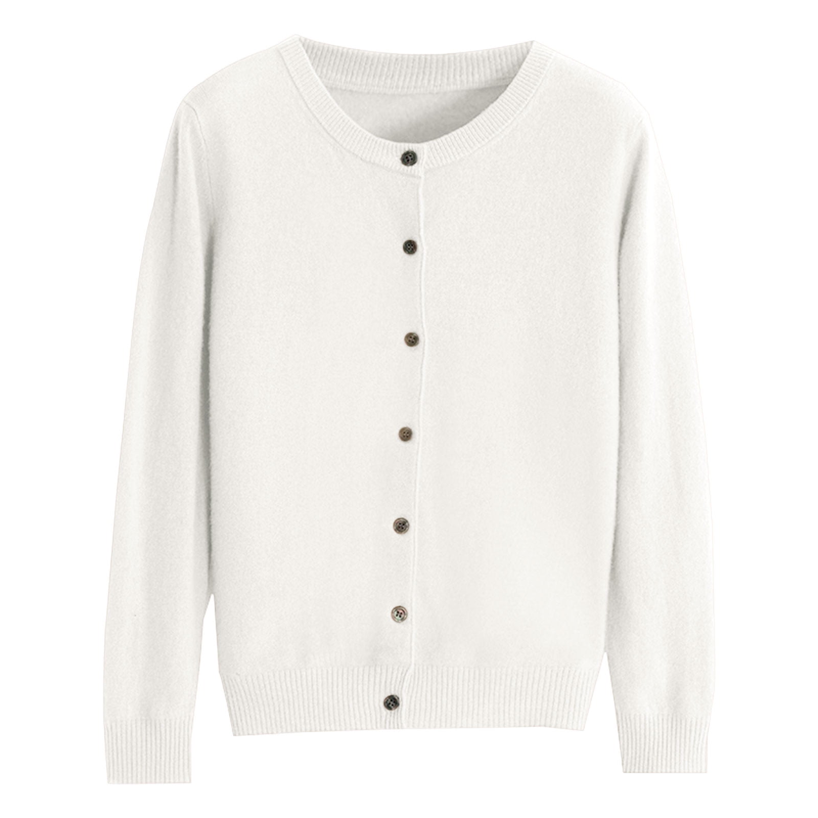 CILENON Women's Cardigans Womens Basic Crew Neck Long Sleeve Button Down Cardigan Cardigan for ...