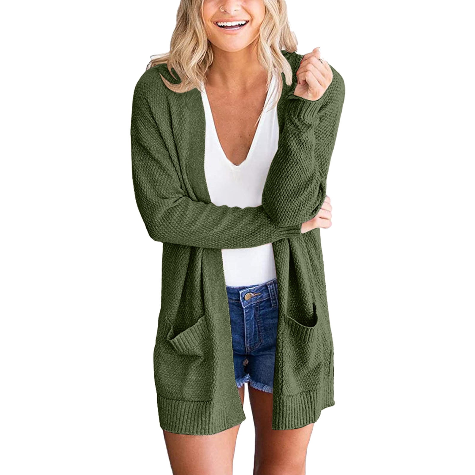 CILENON Women's Fashion Women Fall Open Front Cardigan With Pockets ...