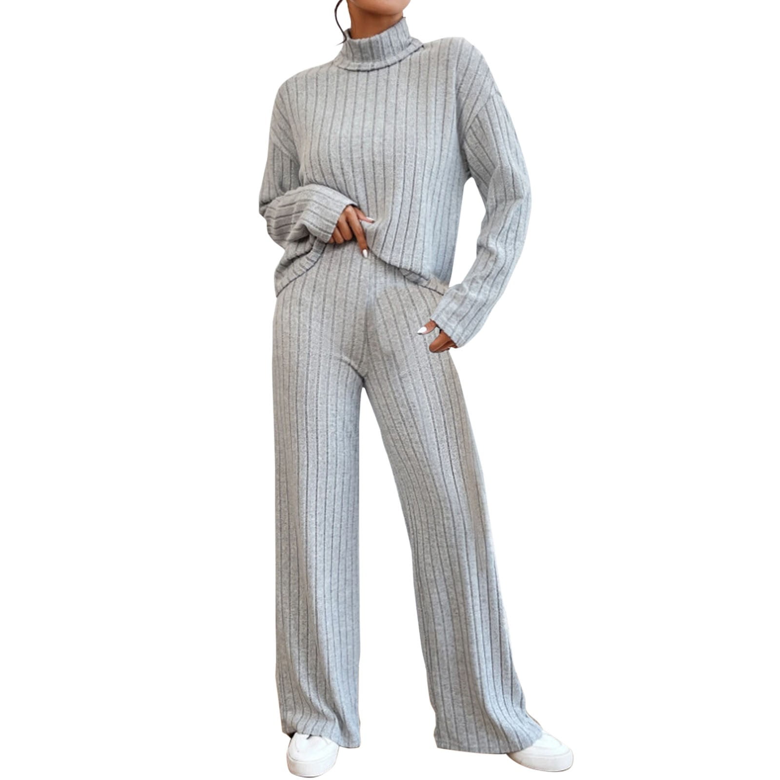 CILENON Women's Travel Outfits Women's High Neck 2 Piece Sweatsuit Long ...