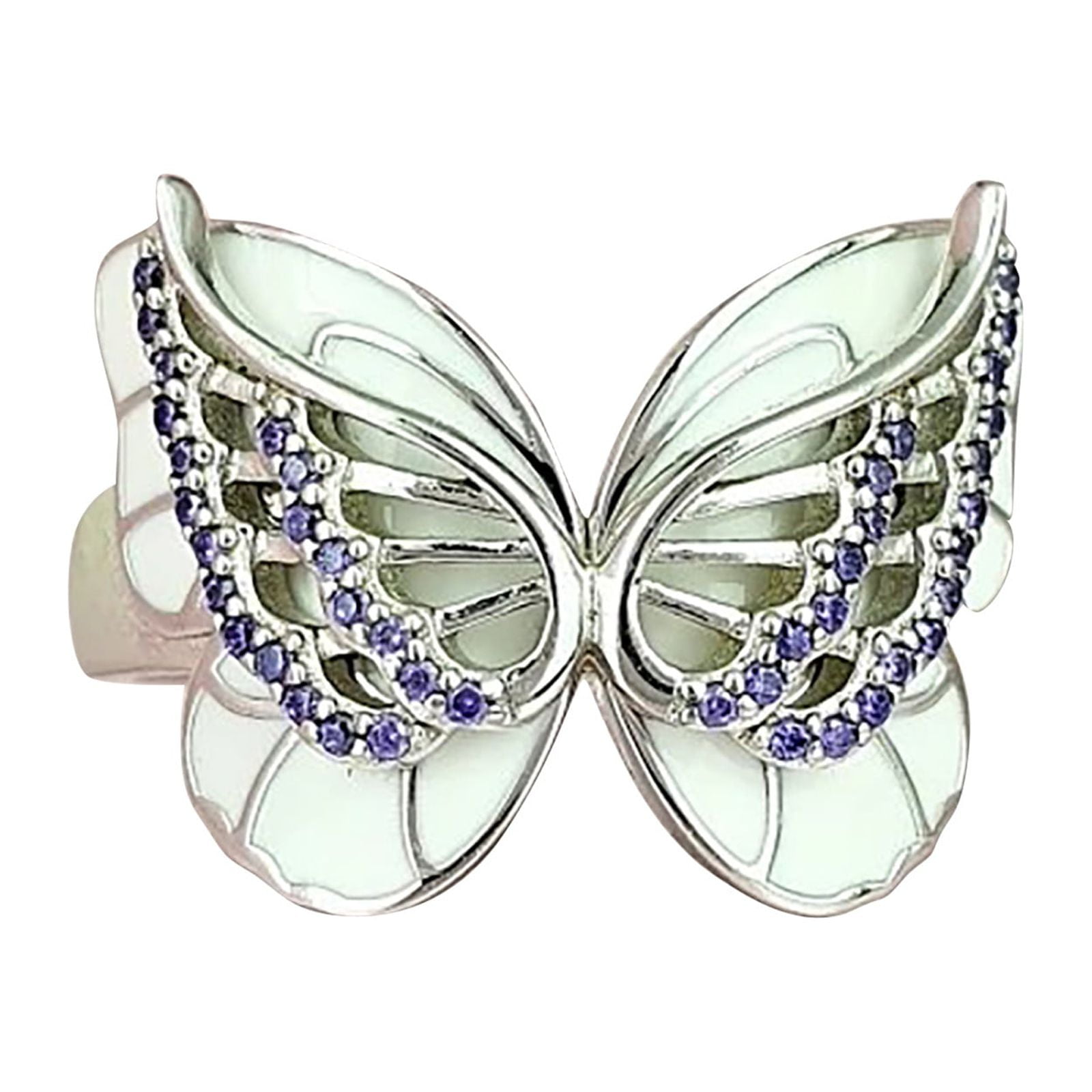 CILENON Womens Wedding Bands Women's Butterfly Ring Engagement Rings ...