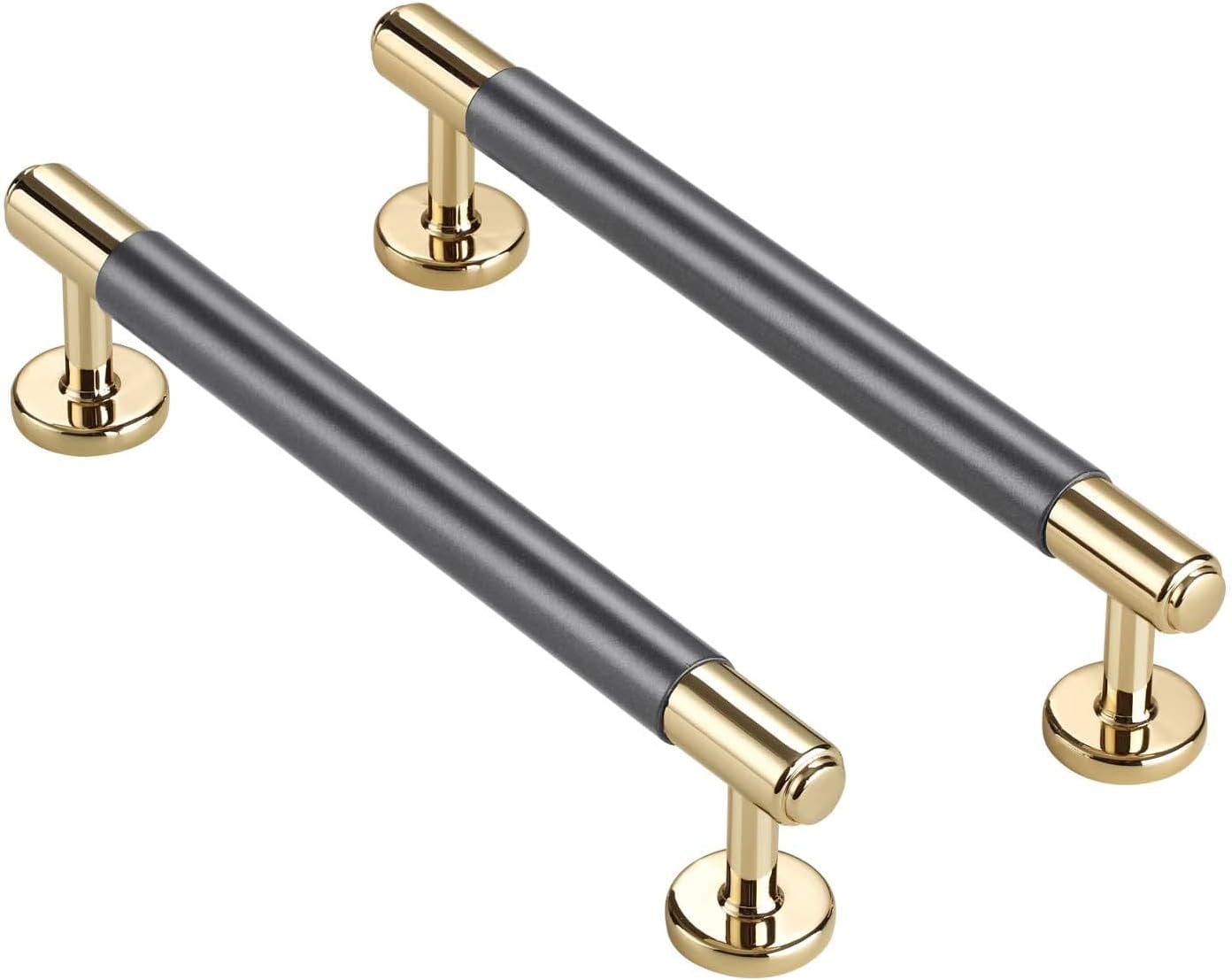 CILEYTION 5 Pack Grey and Gold Cabinet Pulls, 3-3/4 Inch Hole Centers Gold Drawer Pulls for ...