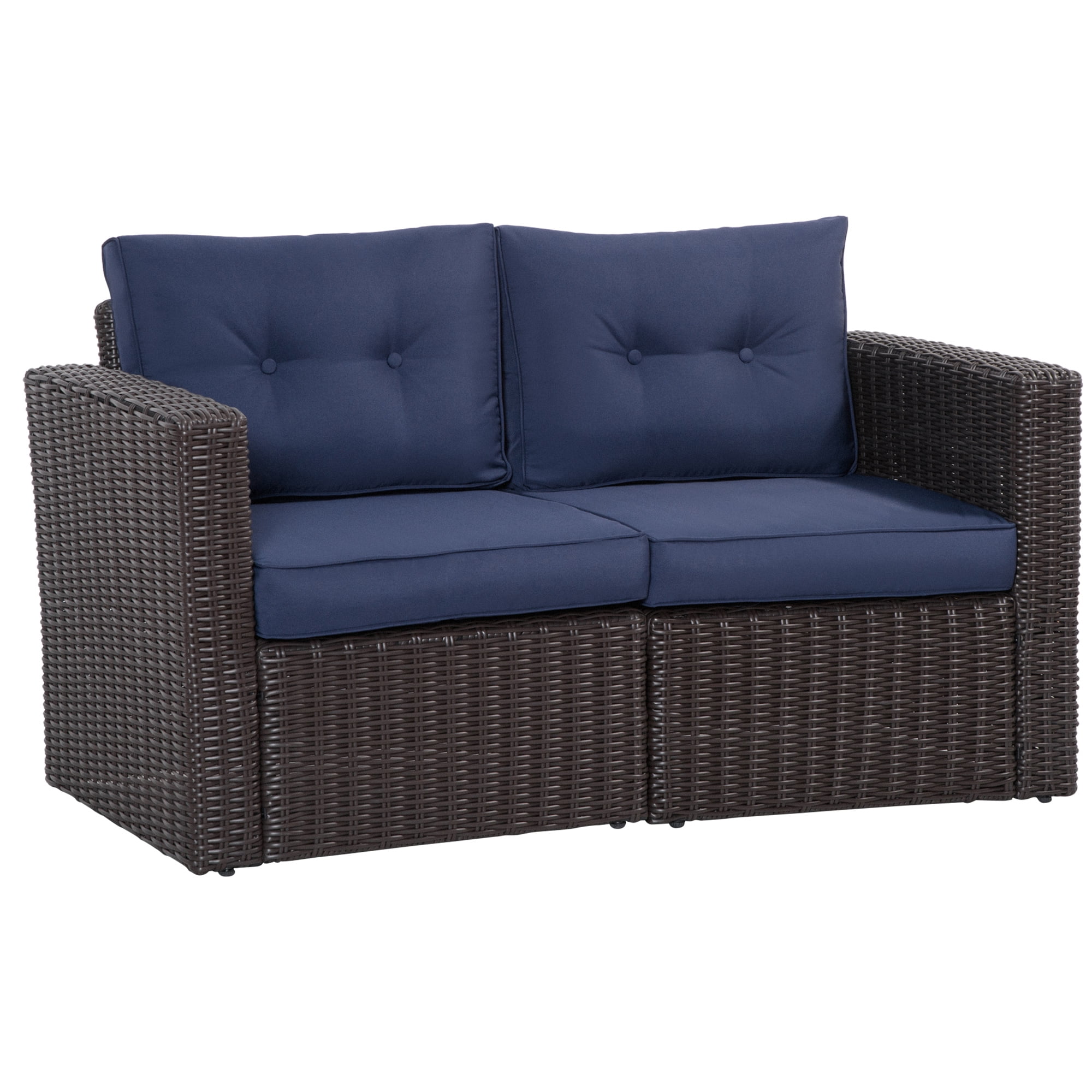CILJKU 2-Piece Outdoor PE Rattan Patio Corner Sofa Loveseat ...