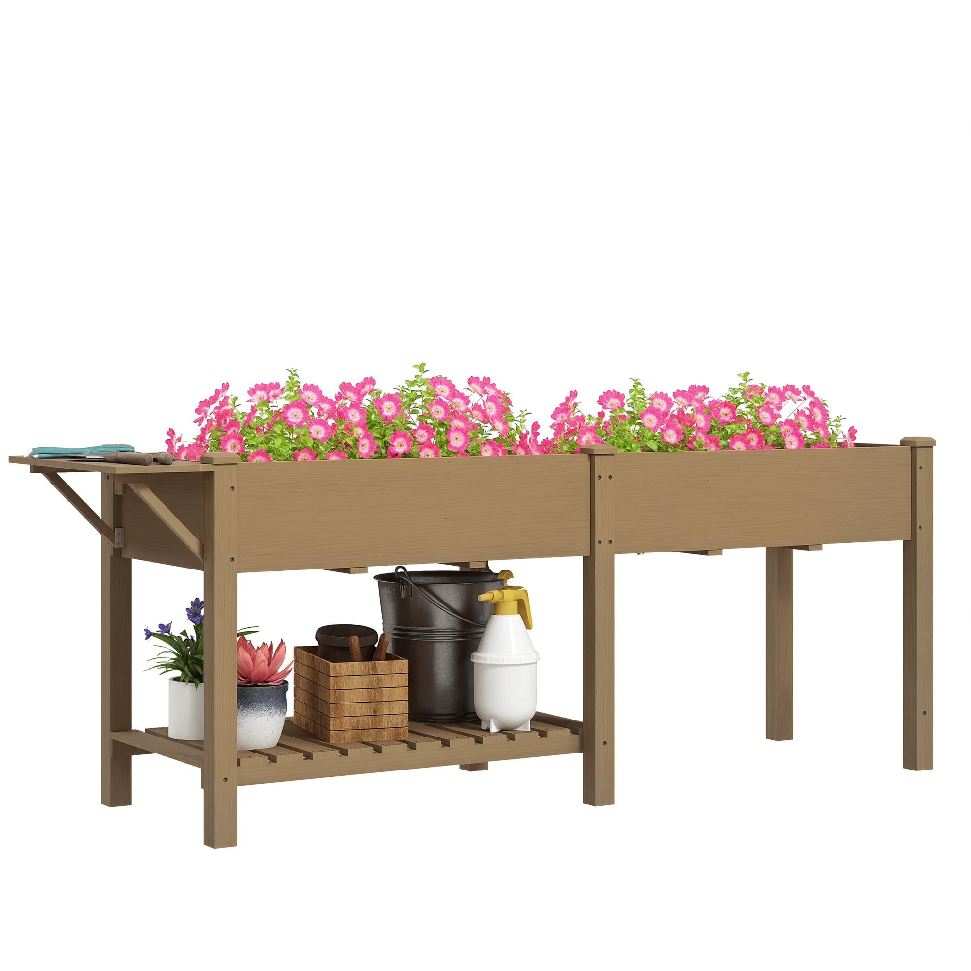 CILJKU Raised Garden Bed with Legs, Wood Planter Box with Liner ...
