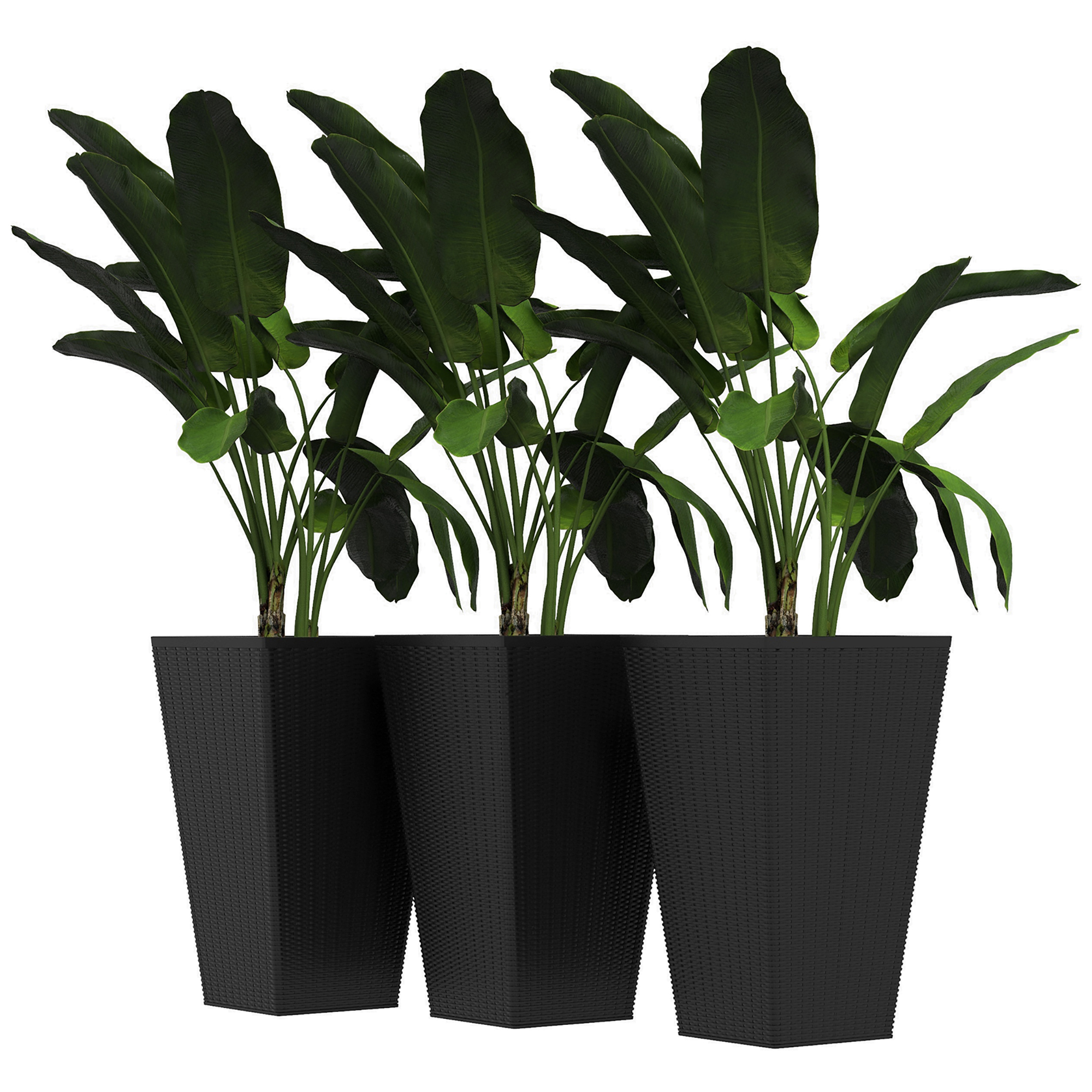 CILJKU Set of 3 Tall Planters, 24" Indoor & Outdoor Flower Pots with ...