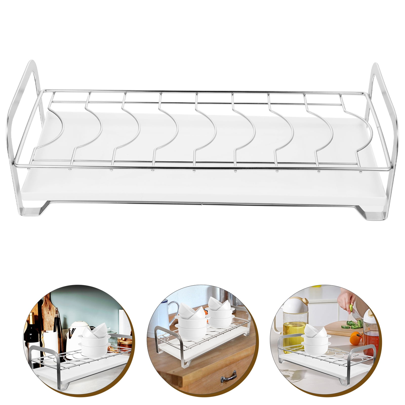 CIMAXIC 1 Set Dish and Bowl Storage Rack Silver Transparent 34.50X14 ...