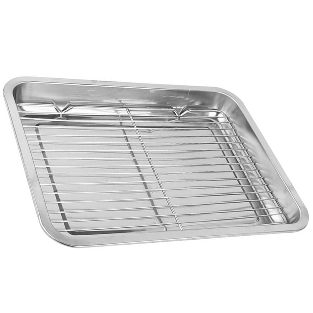 CIMAXIC Stainless Steel Serving Tray Fried Food Container Silver 1 Set ...
