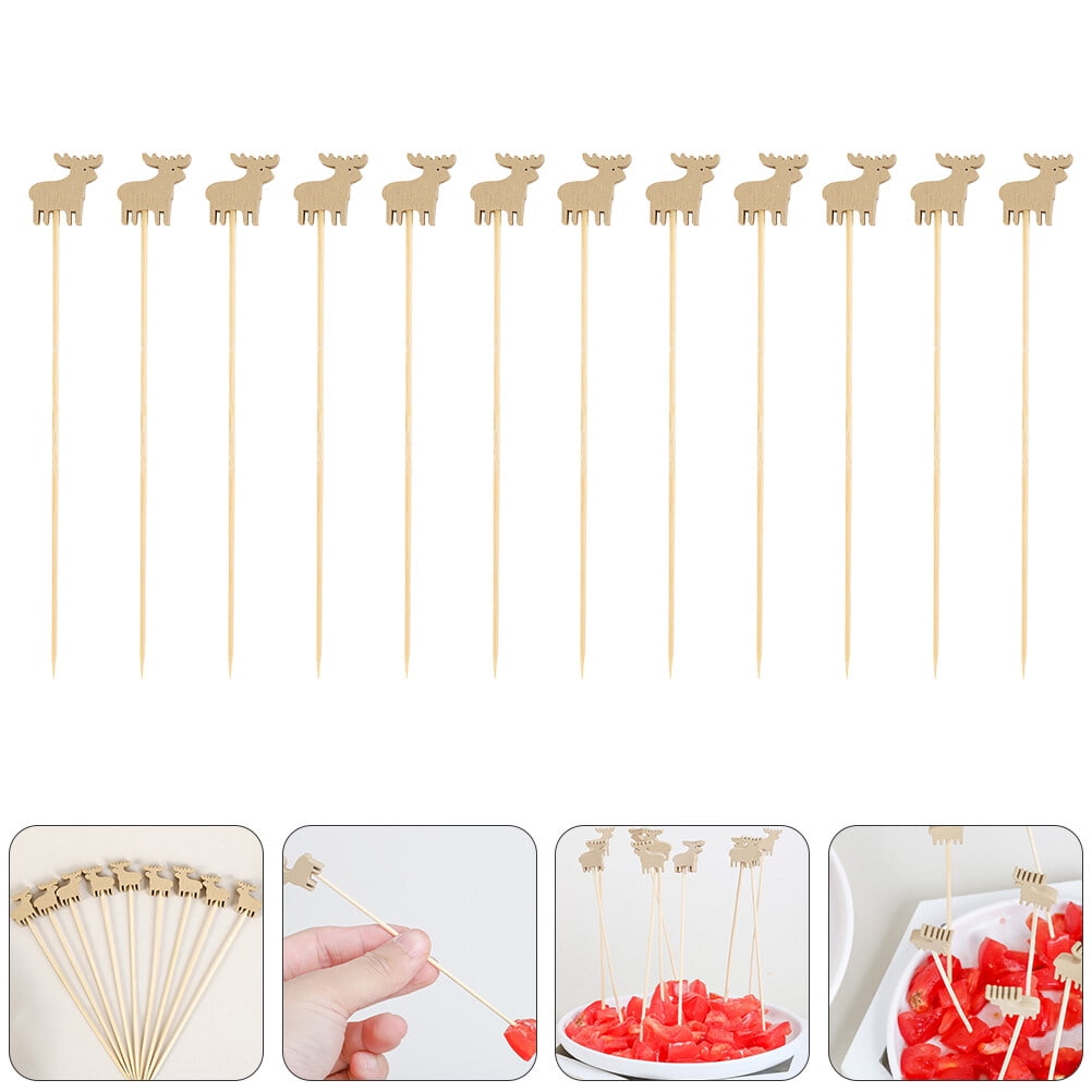 CIMAXIC 100pcs Elk Fruit Sticks Disposable for Holiday and Bar Use ...