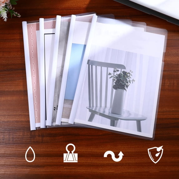 CIMAXIC 10Pcs White Sliding Bar Holder File Folder for A4 Paper Cover ...