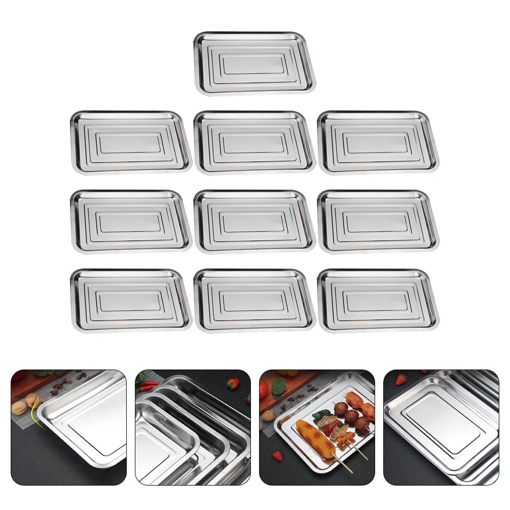 CIMAXIC 10pcs Large Steel Tray Rectangular Shape for Side Dish Holder ...