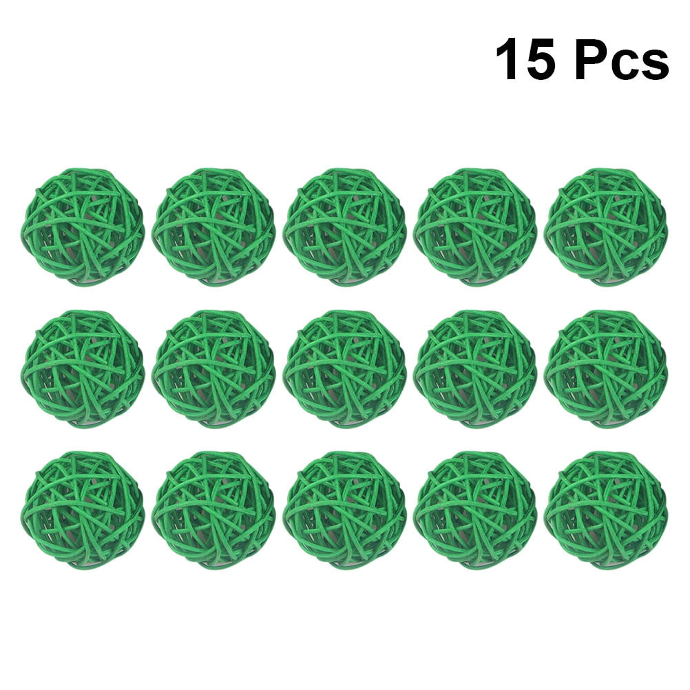 CIMAXIC Wicker Balls Decorative Rattan Round Green 15Pack for Christmas ...