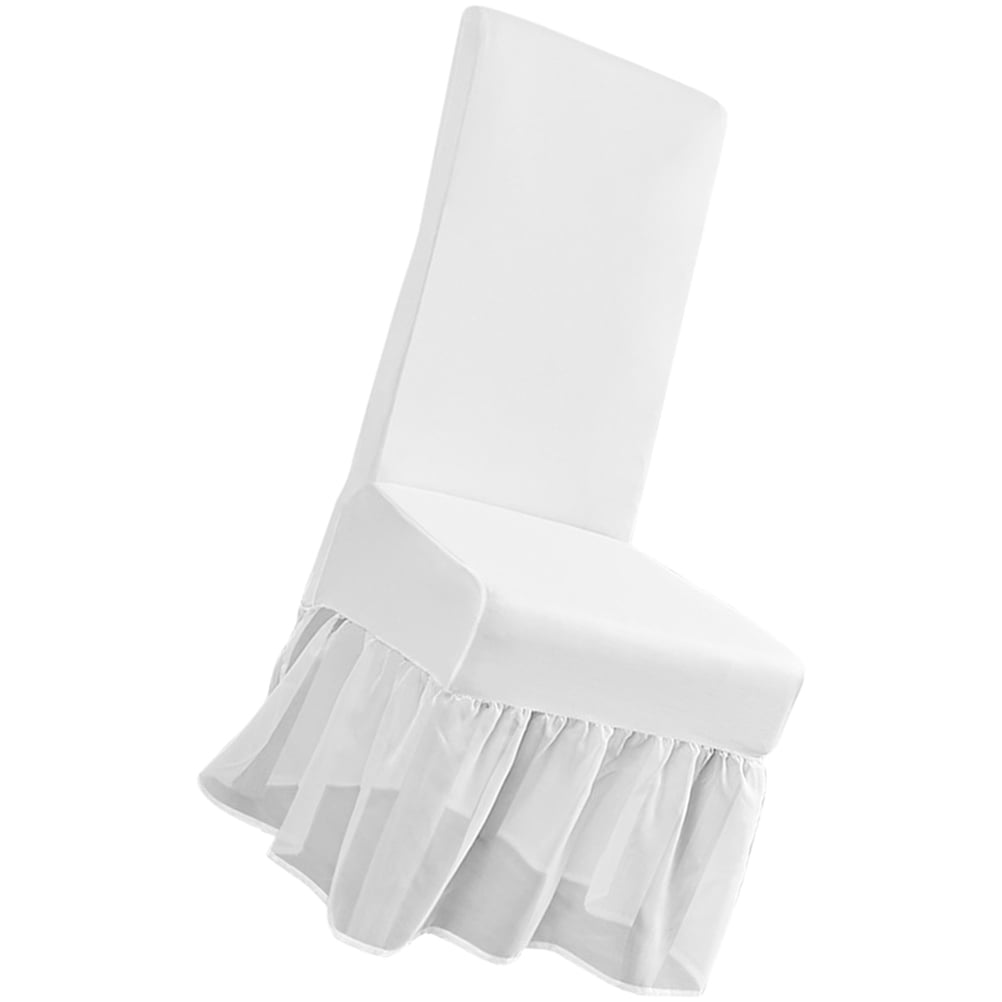CIMAXIC White Elastic Chair Cover with Skirt Solid Color Design for ...