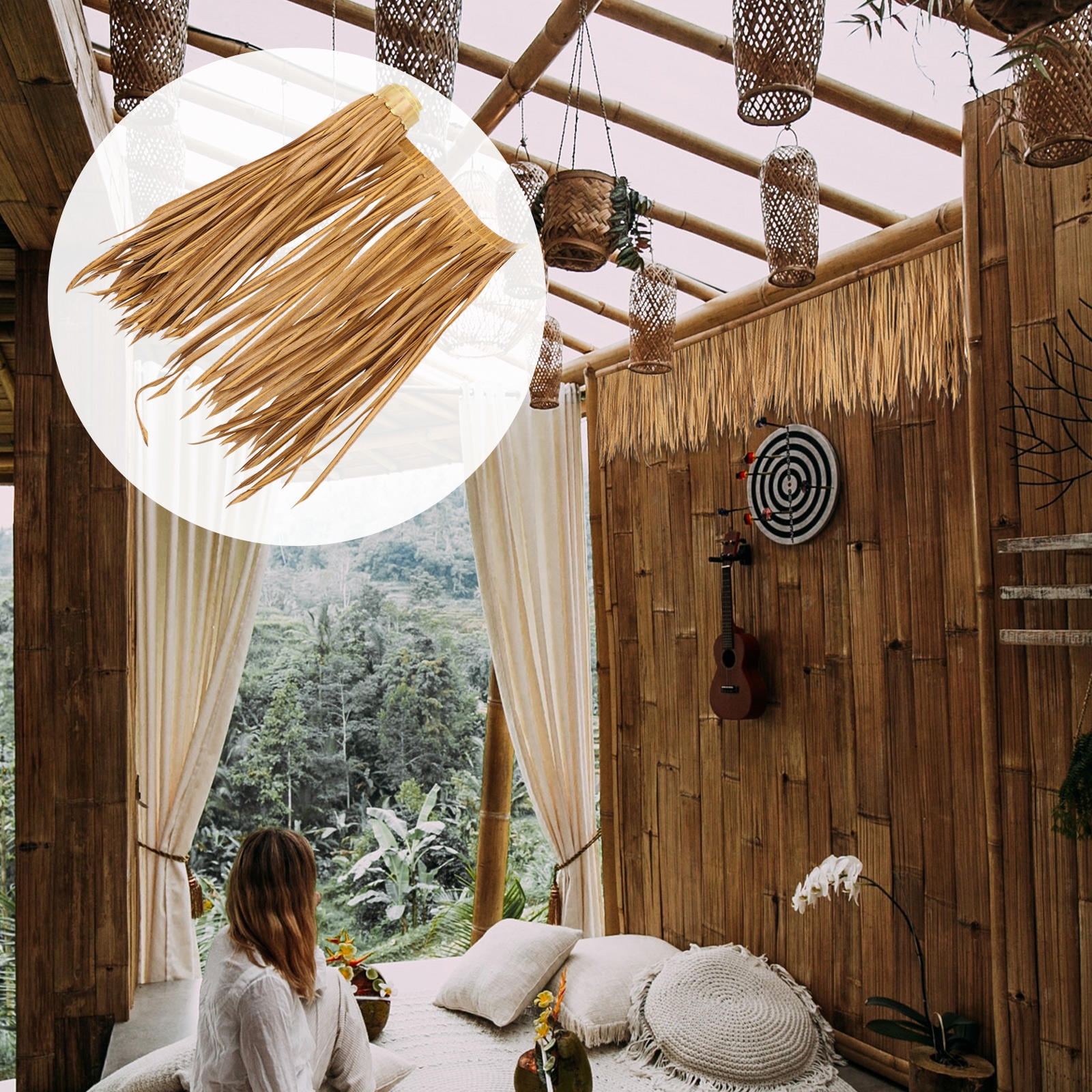 CIMAXIC 1Pack Simulated Thatch Roll for Garden and Patio Artificial ...