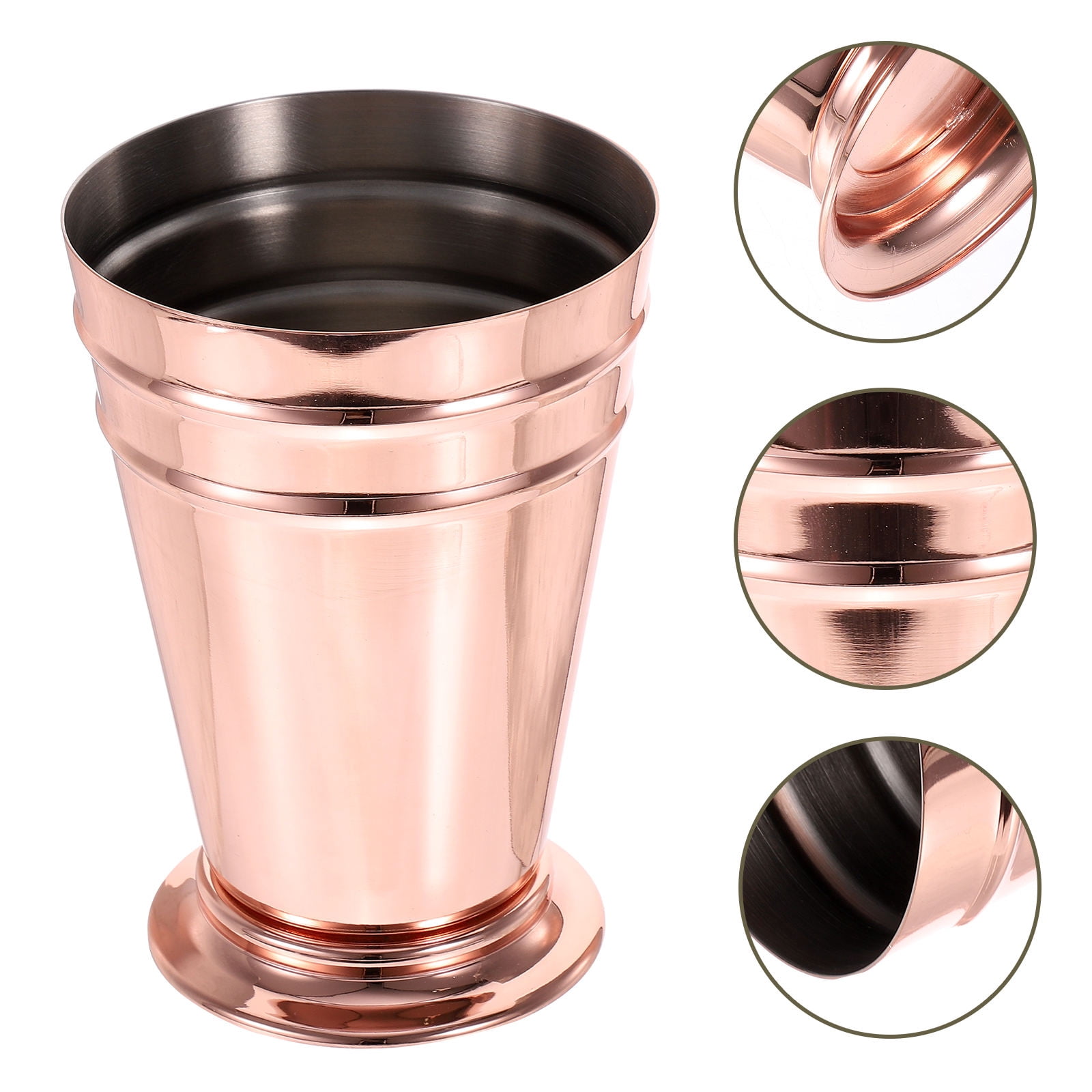 CIMAXIC Metal Cup Stainless Steel Crimping Wine Cup Rose Gold 1Pack 4 ...