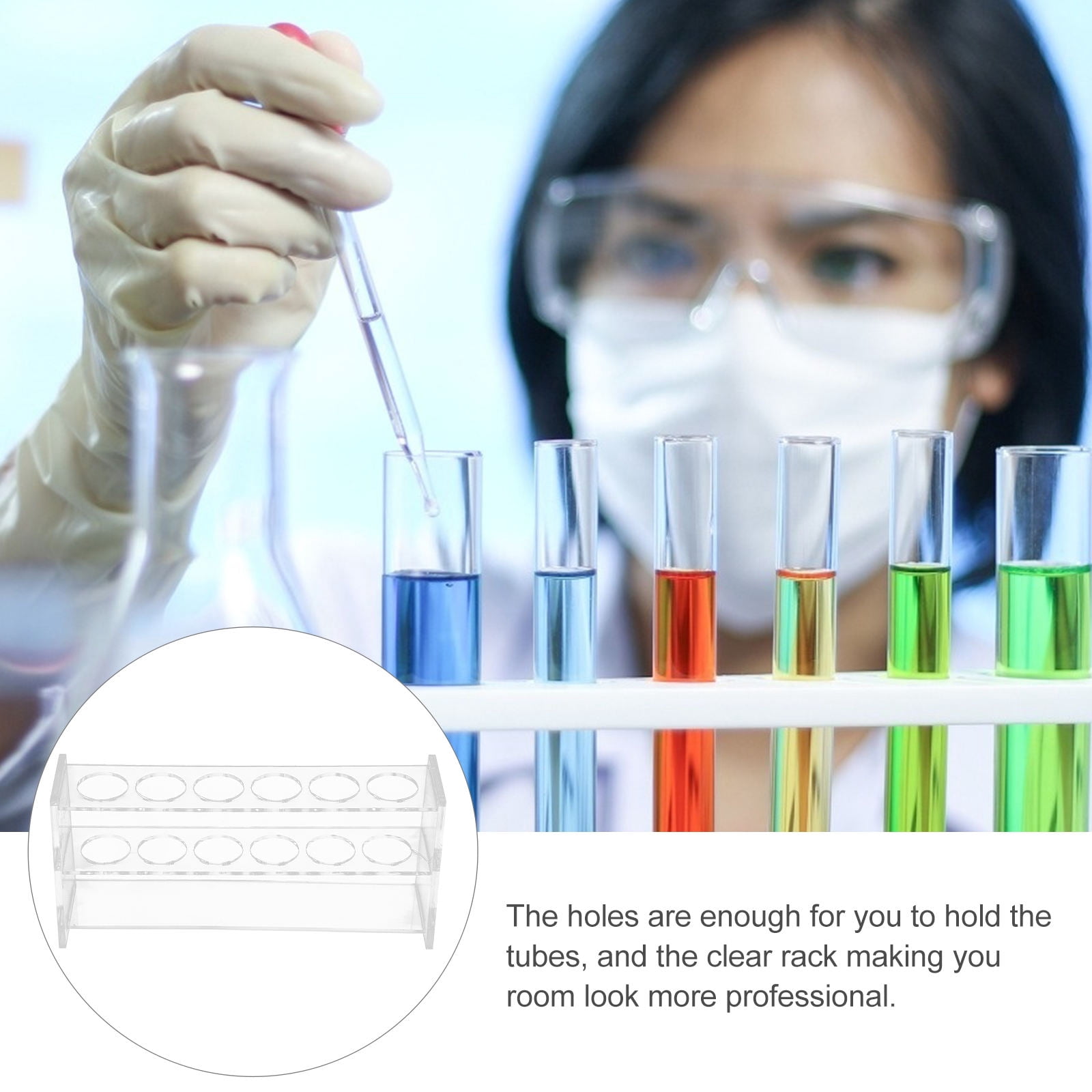 CIMAXIC Laboratory Test Tube Rack Transparent Acrylic 1Set 9.43X4.32X2 ...