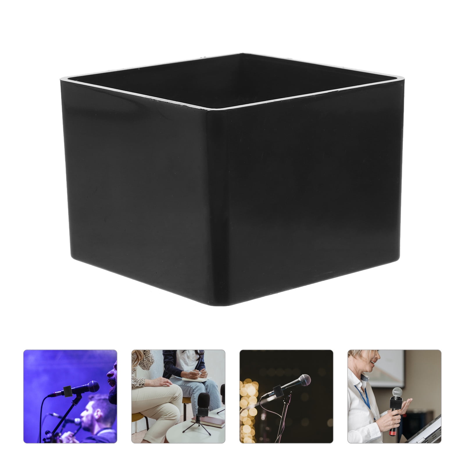 CIMAXIC 1Set Black Plastic Trapezoidal Mic Flag Station for News ...