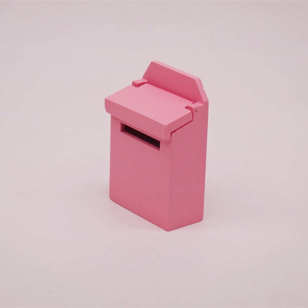 CIMAXIC 1Set Miniature Dollhouse Mailbox Pink Wooden Rectangular for ...