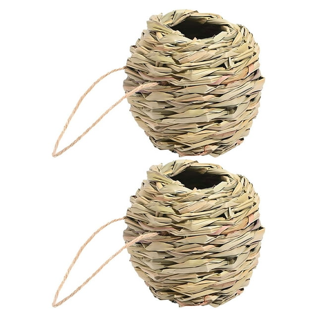 CIMAXIC Small Bird Slot Feeder Parrot Nesting House Multi Straw 2pcs ...