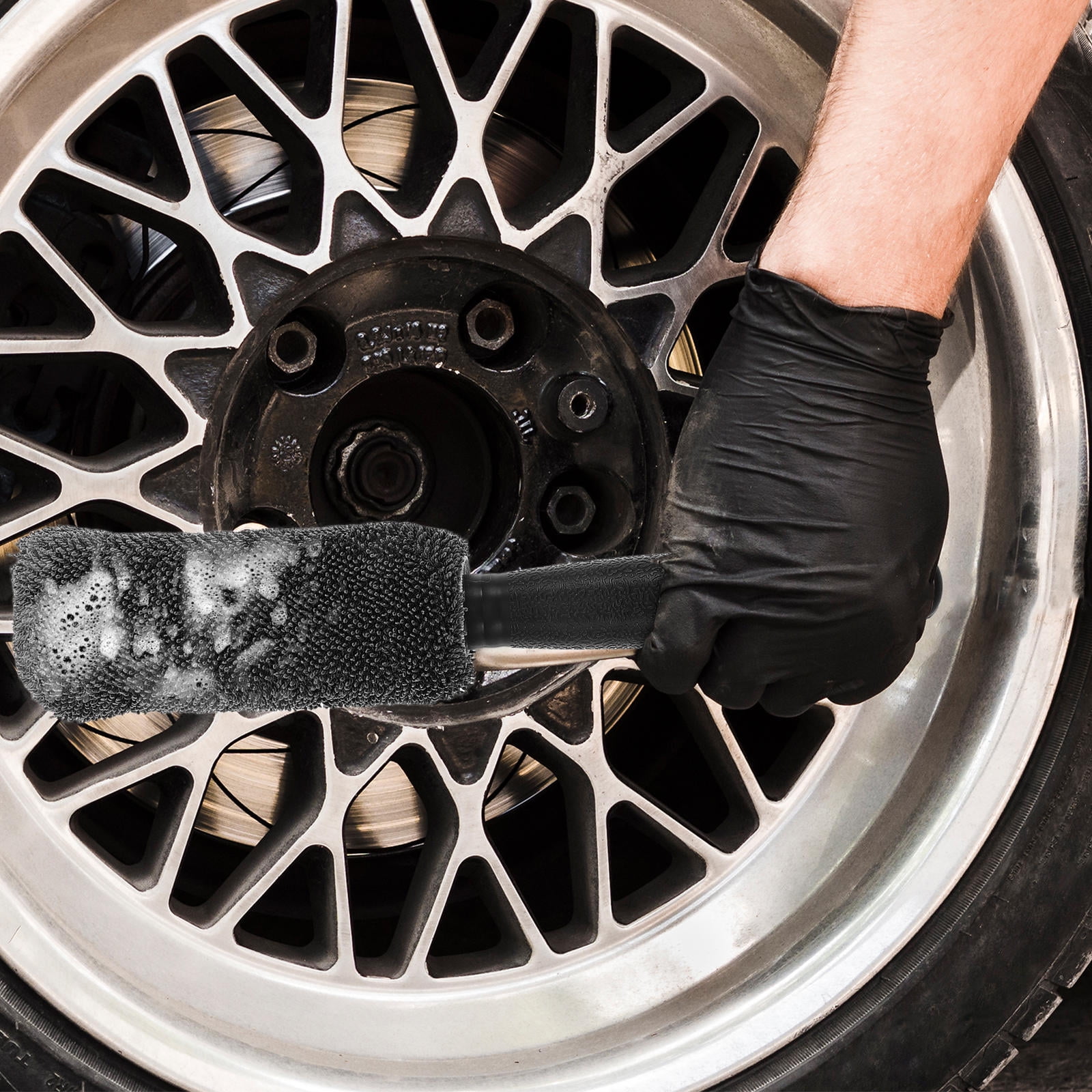 CIMAXIC 2Pcs Grey Microfiber Tire Brushes for Car Enthusiasts Car Wash ...