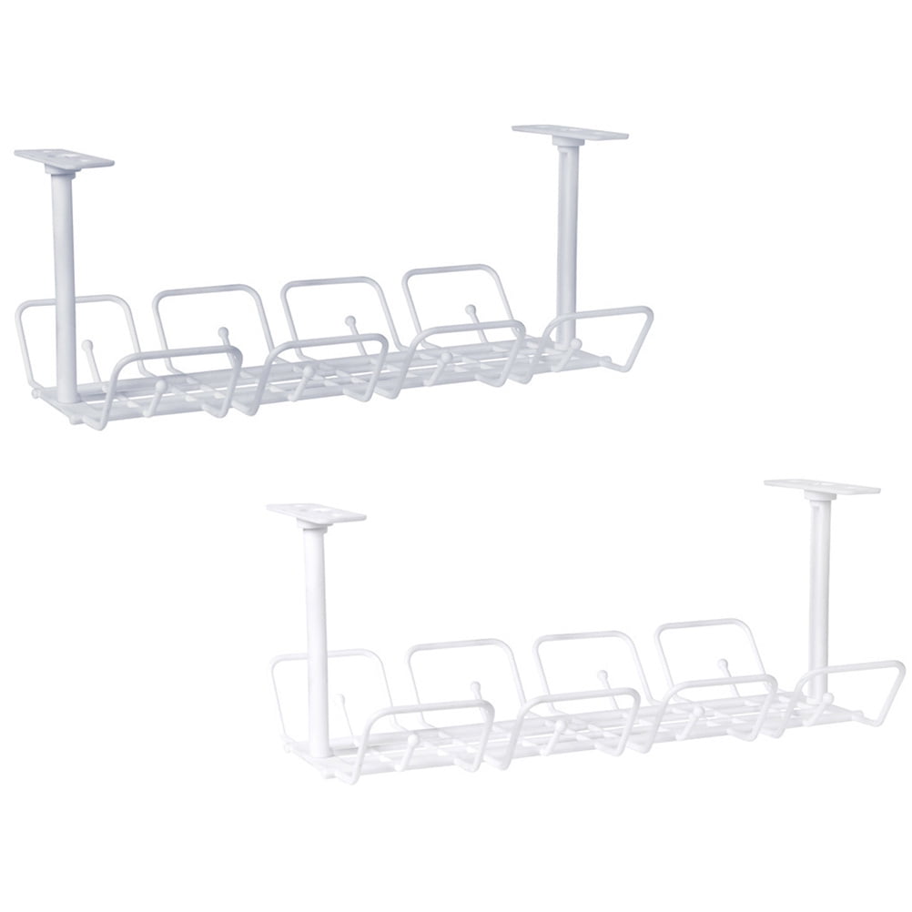 CIMAXIC 2Pcs Under Desk Cable Tray Table Cable Management White Plastic ...