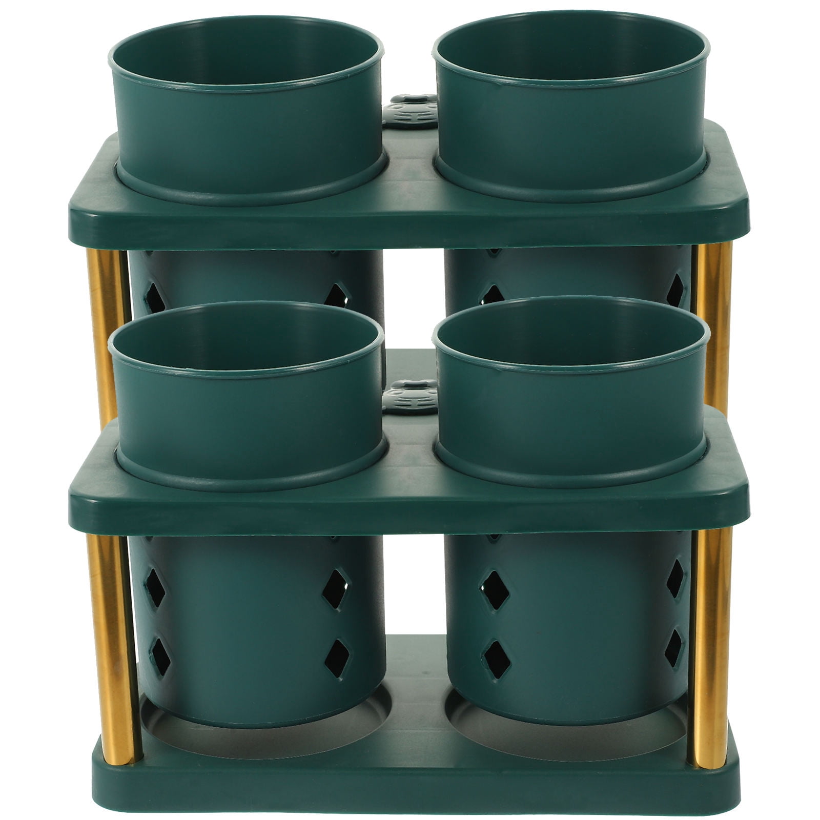 CIMAXIC 2Pcs Utensil Holder Kitchen Cylindrical Green PP Stainless ...