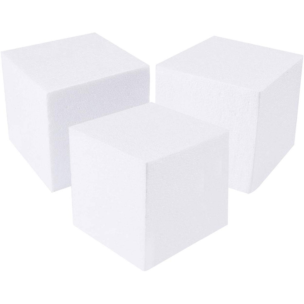 CIMAXIC 3Pcs Polystyrene Square Blocks for Cake Dummies Set Craft ...