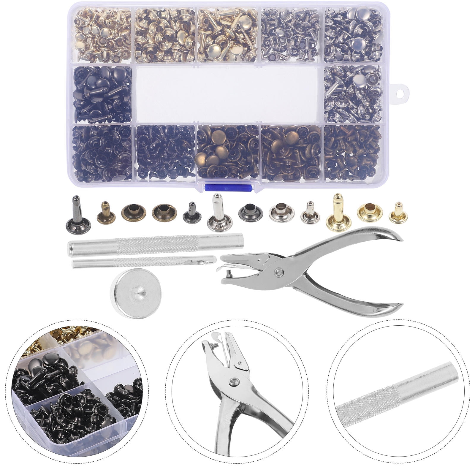 CIMAXIC Fixing Rivets Metal Round Assorted Color 480 Sets 1.5In ...