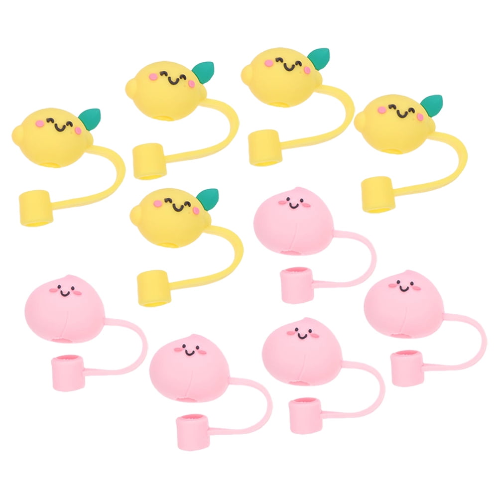 CIMAXIC 4Set Reusable Drinking Straw Caps Peach Shape Water Splash ...