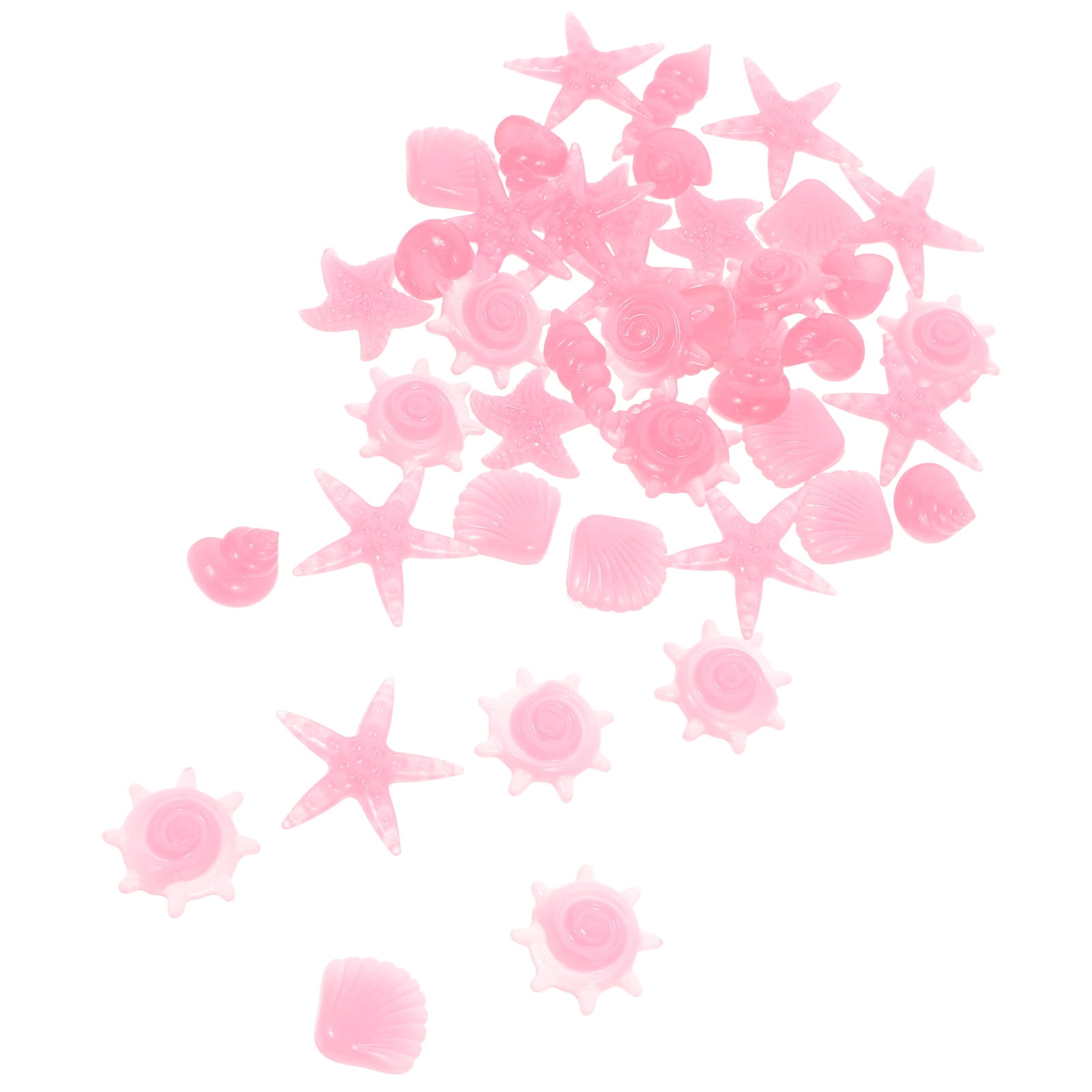CIMAXIC 50Pcs Pink Resin Round Pebbles Aquarium Stones for Fish Tank ...