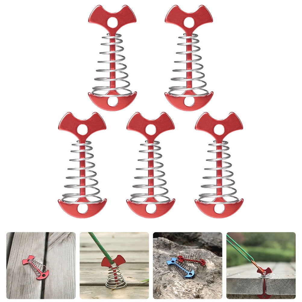 CIMAXIC 5-Pack Fishbone Tent Stakes Pegs Floor Spring Nails Portable ...
