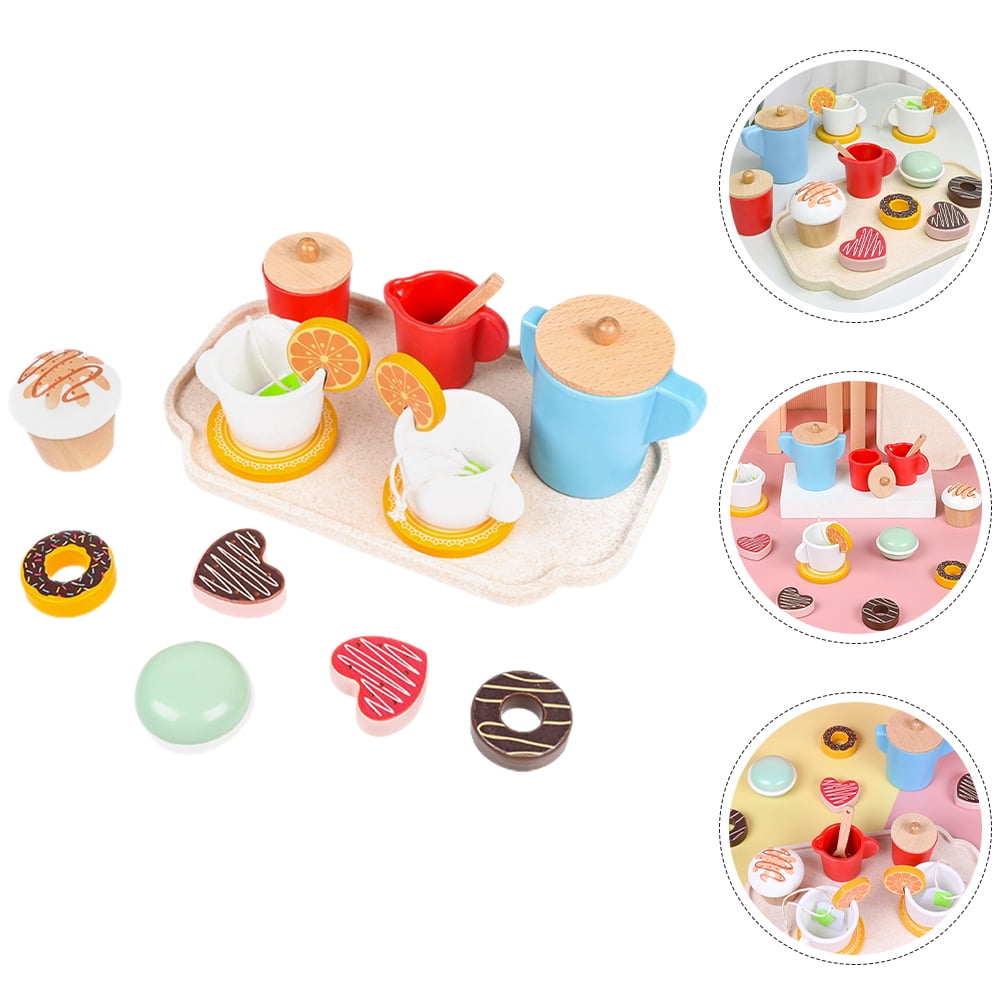 CIMAXIC 5Pcs Simulation Afternoon Tea Toy Wooden Food Dessert Pretend ...