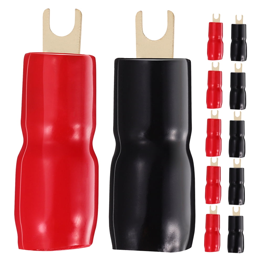 CIMAXIC 6 Pairs Speaker Spade Connectors Fork Terminals Black Brass For ...