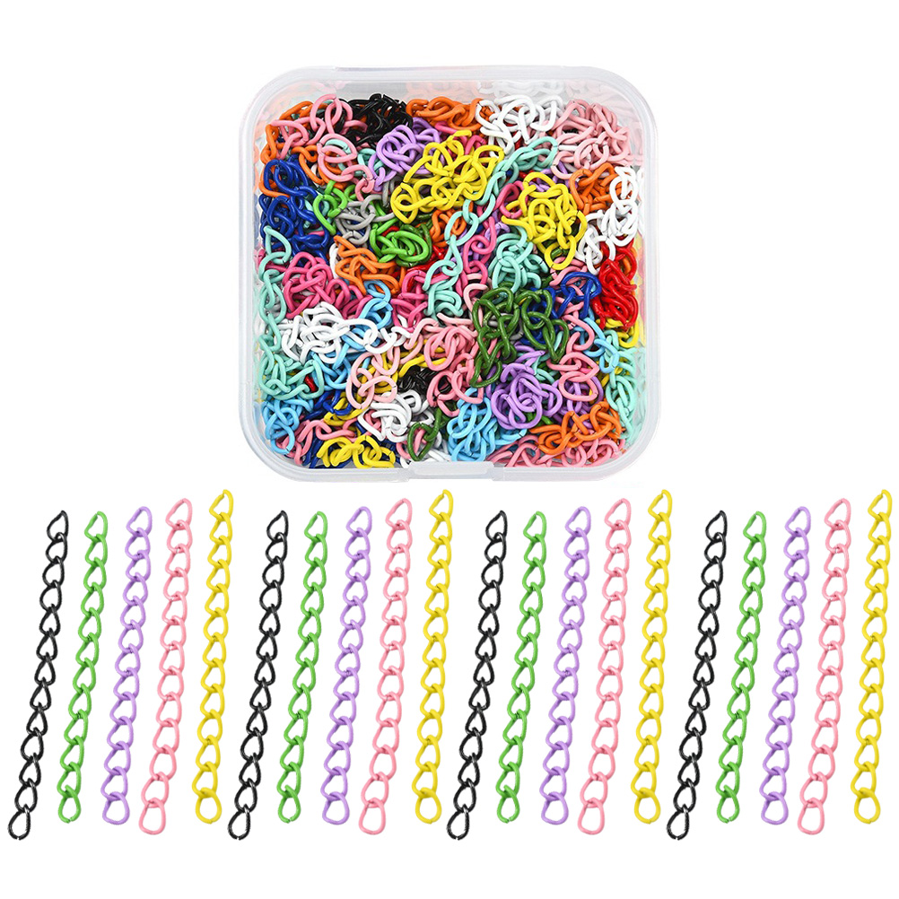 CIMAXIC 6Pack Assorted Color Iron Extension Chains Diy Jewelry Making ...