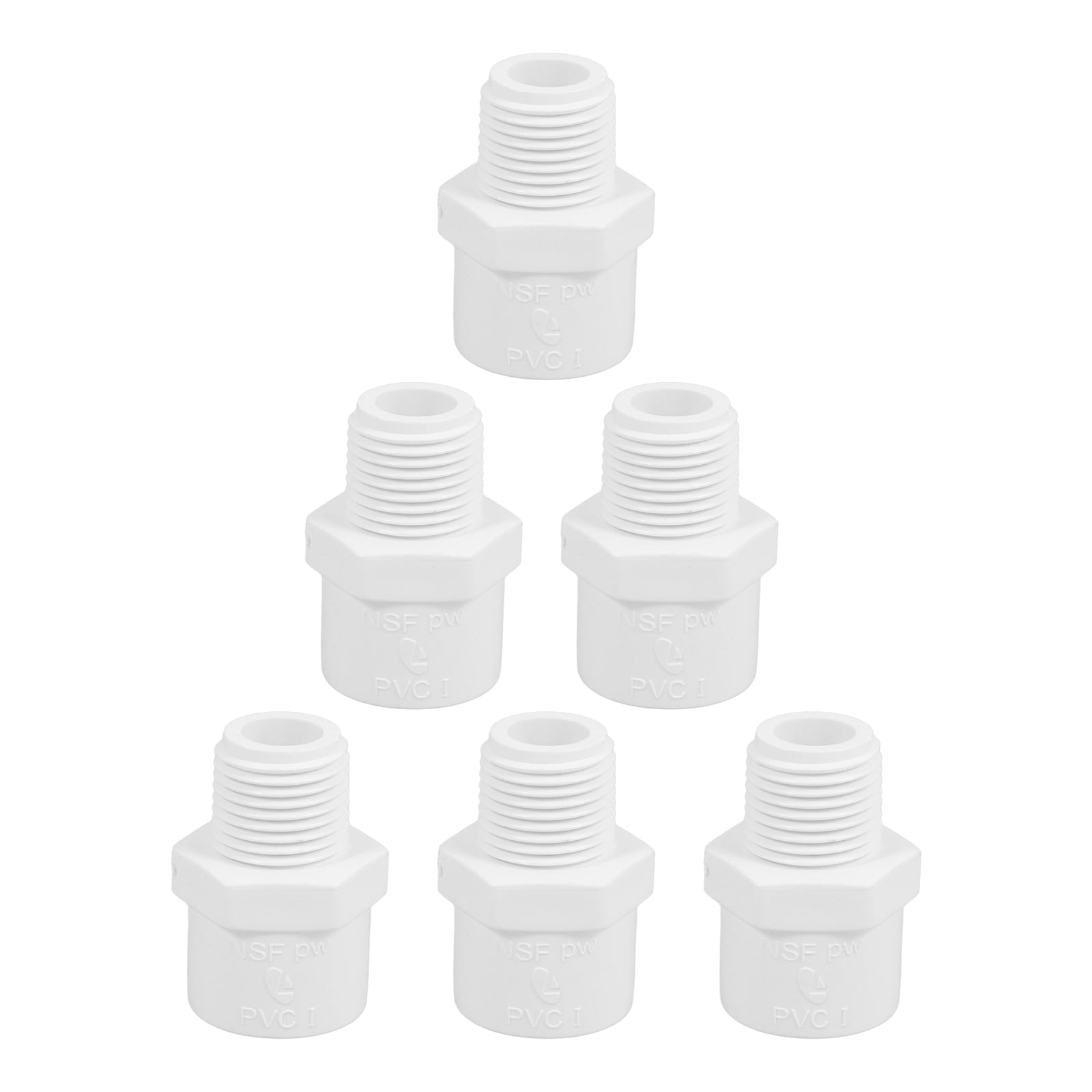 CIMAXIC 6Pack Cylindrical PVC Pipe Fittings Adapter White for Swimming ...