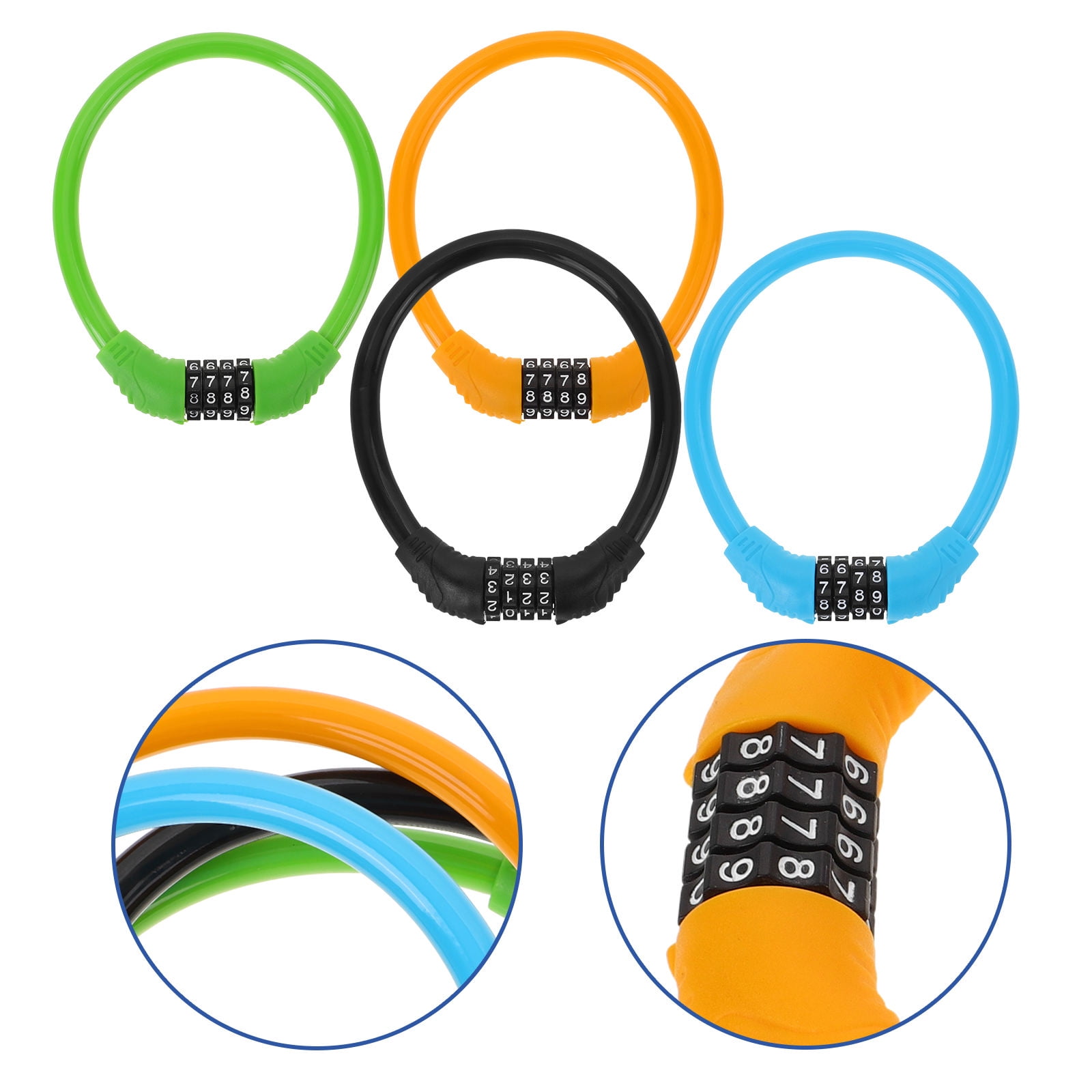 CIMAXIC Bike Security Lock Bicycle Password Lock Chain Black 4Pcs ...