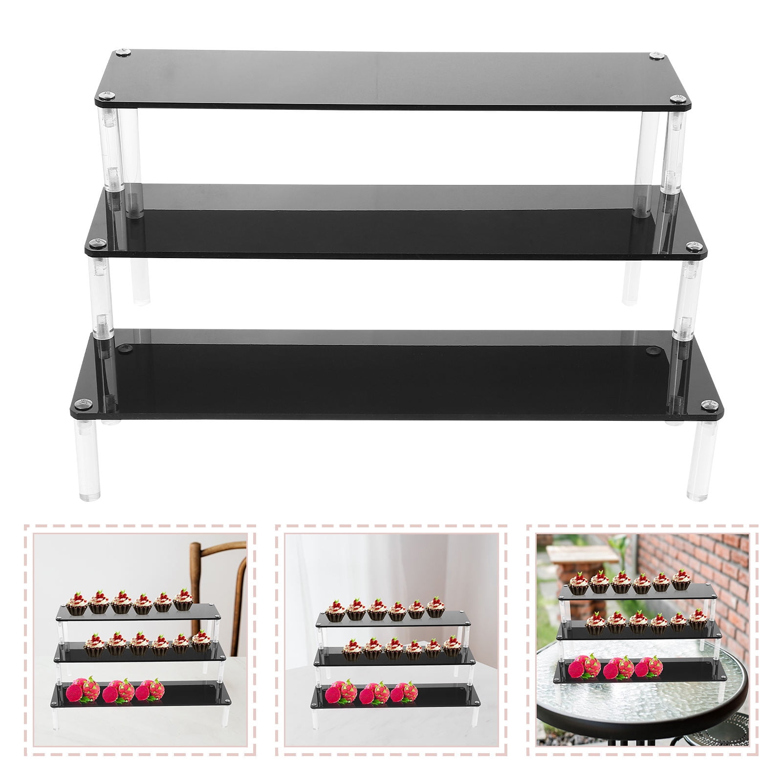CIMAXIC Black Tiered Display Rack for Storage with Strong Load Bearing ...