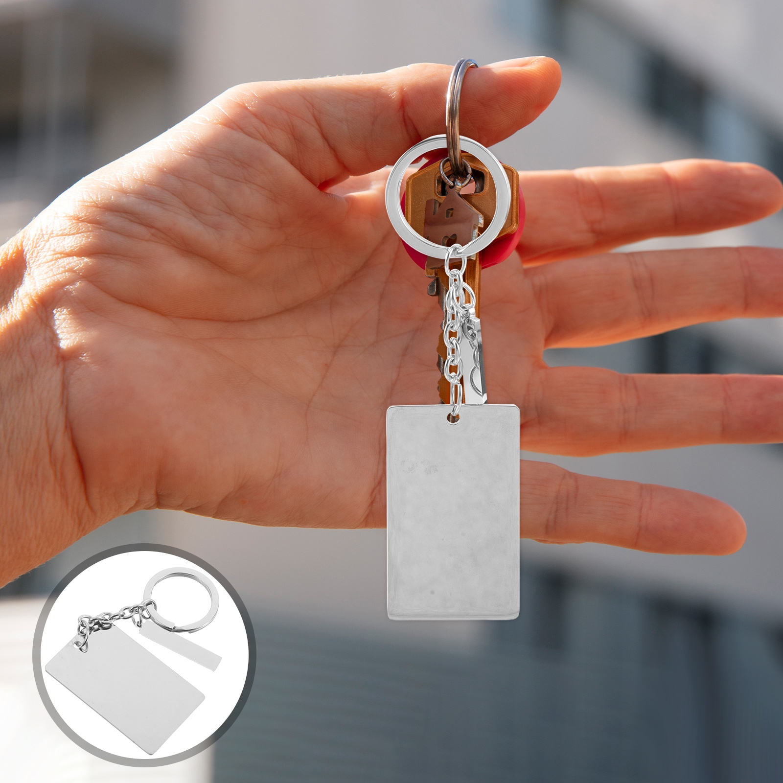 CIMAXIC Blank Keychain Engraving Rectangular Metal Keychain Durable ...