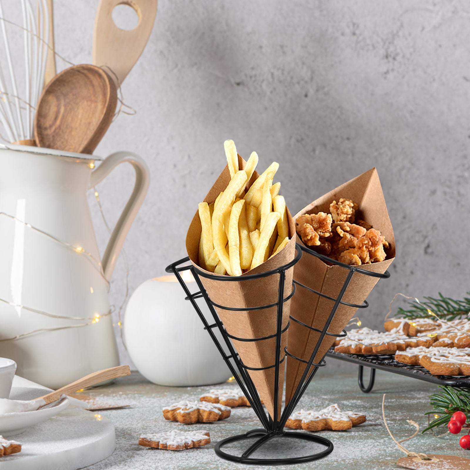 CIMAXIC French Fries Chips Stand French Fries Holder Black Stainless ...