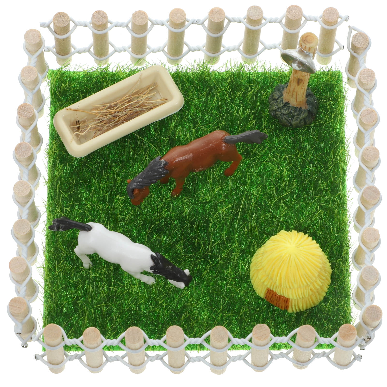 CIMAXIC Mini Stable Model Miniature Horse Ranch Model Plastic 1 Set ...