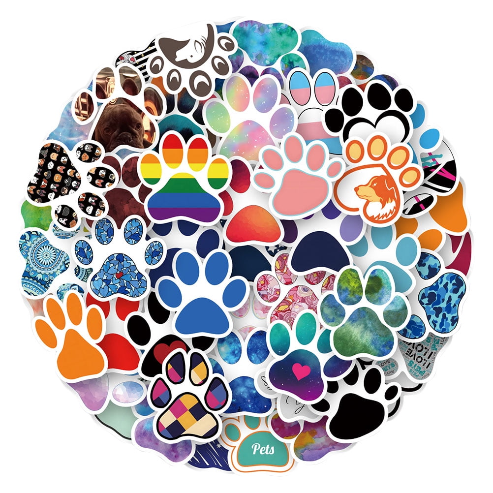 CIMAXIC Paw Print Decor Sticker 60Pcs Assorted Color Peel and Stick for ...