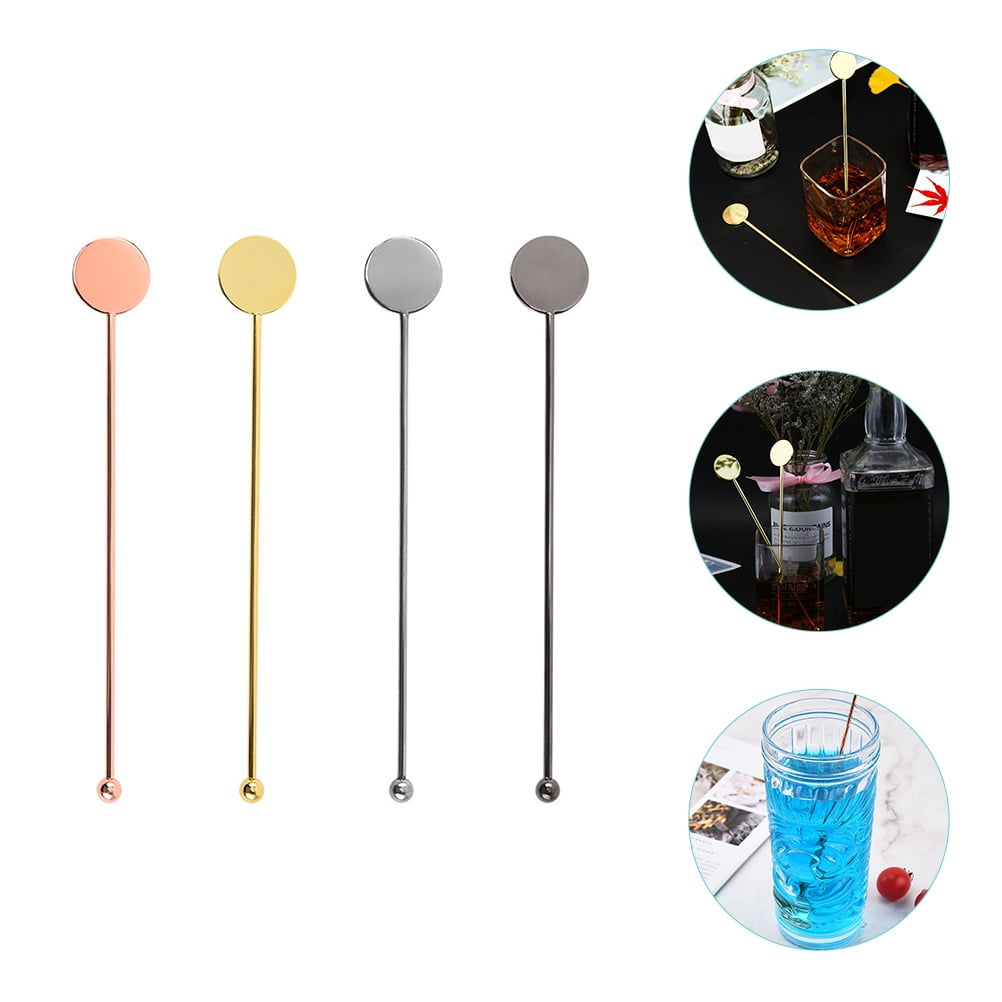 CIMAXIC Rose Gold 4Pcs Stainless Steel Stick 18X2.5X0.3Cm For Drinks ...