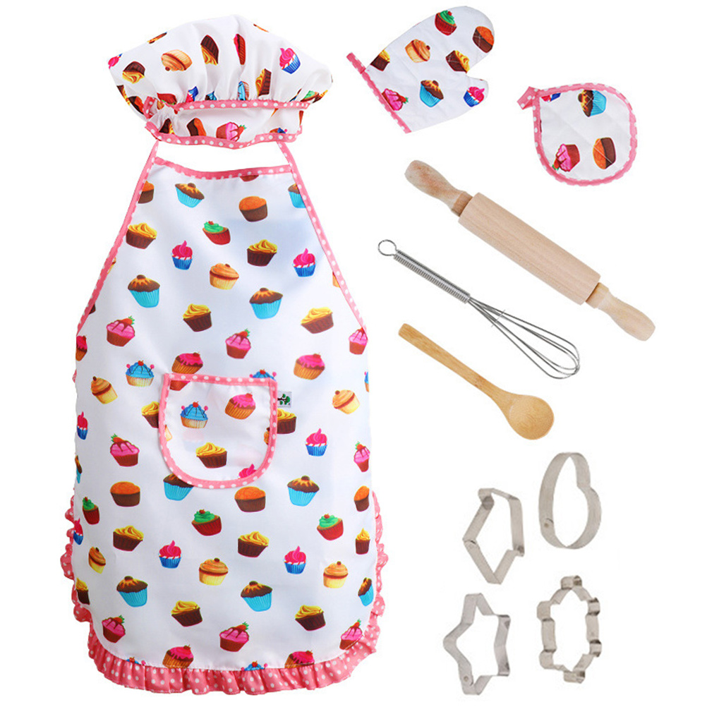 CIMAXIC Childrens Kitchen Play Set Cloth Chef Hat and Apron for Boys ...
