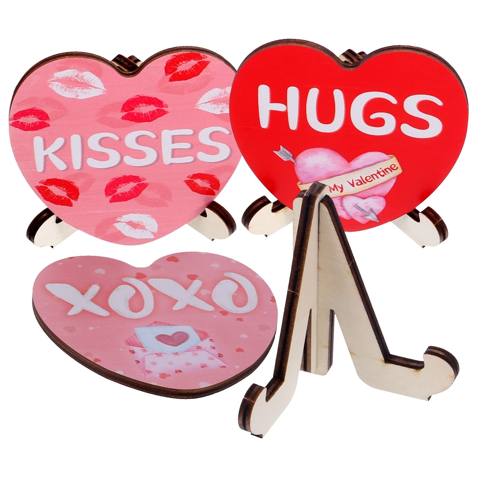 CIMAXIC Wooden Heart Tabletop Decoration Valentine's Day Love Decor ...