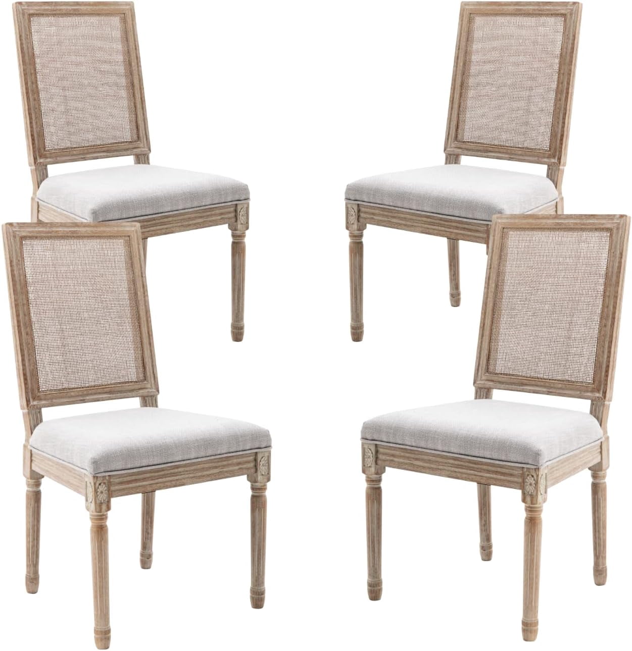 CIMOTA Farmhouse Dining Chairs Set of 2, French Rattan Dining Room ...